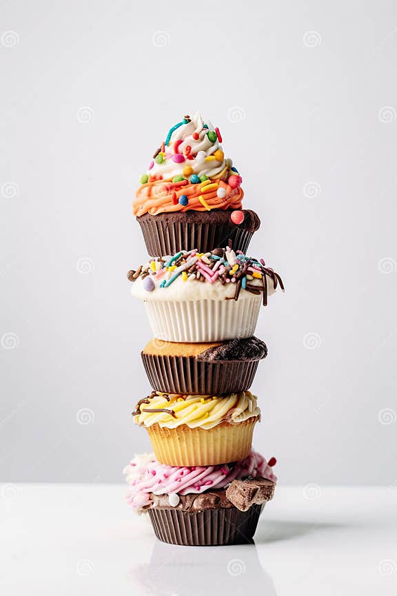 Stack of cupcakes stock illustration. Illustration of closeup - 279767152