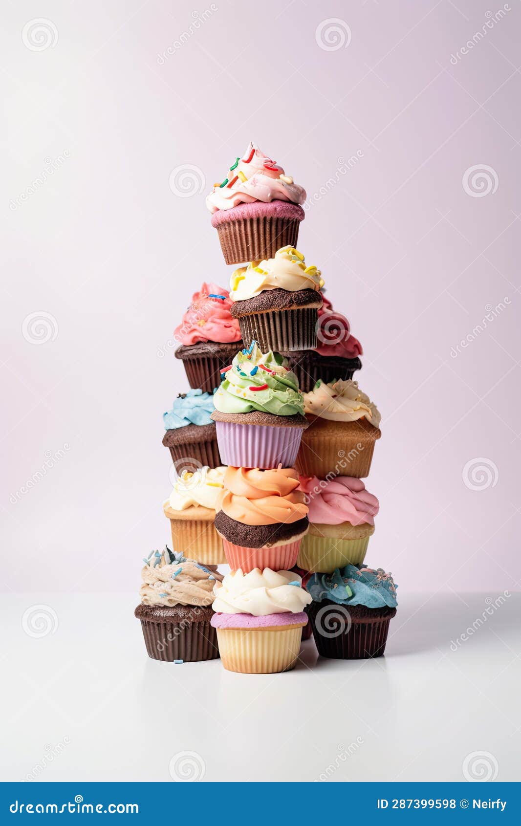 Stack of cupcakes stock photo. Image of cupcake, icing - 287399598