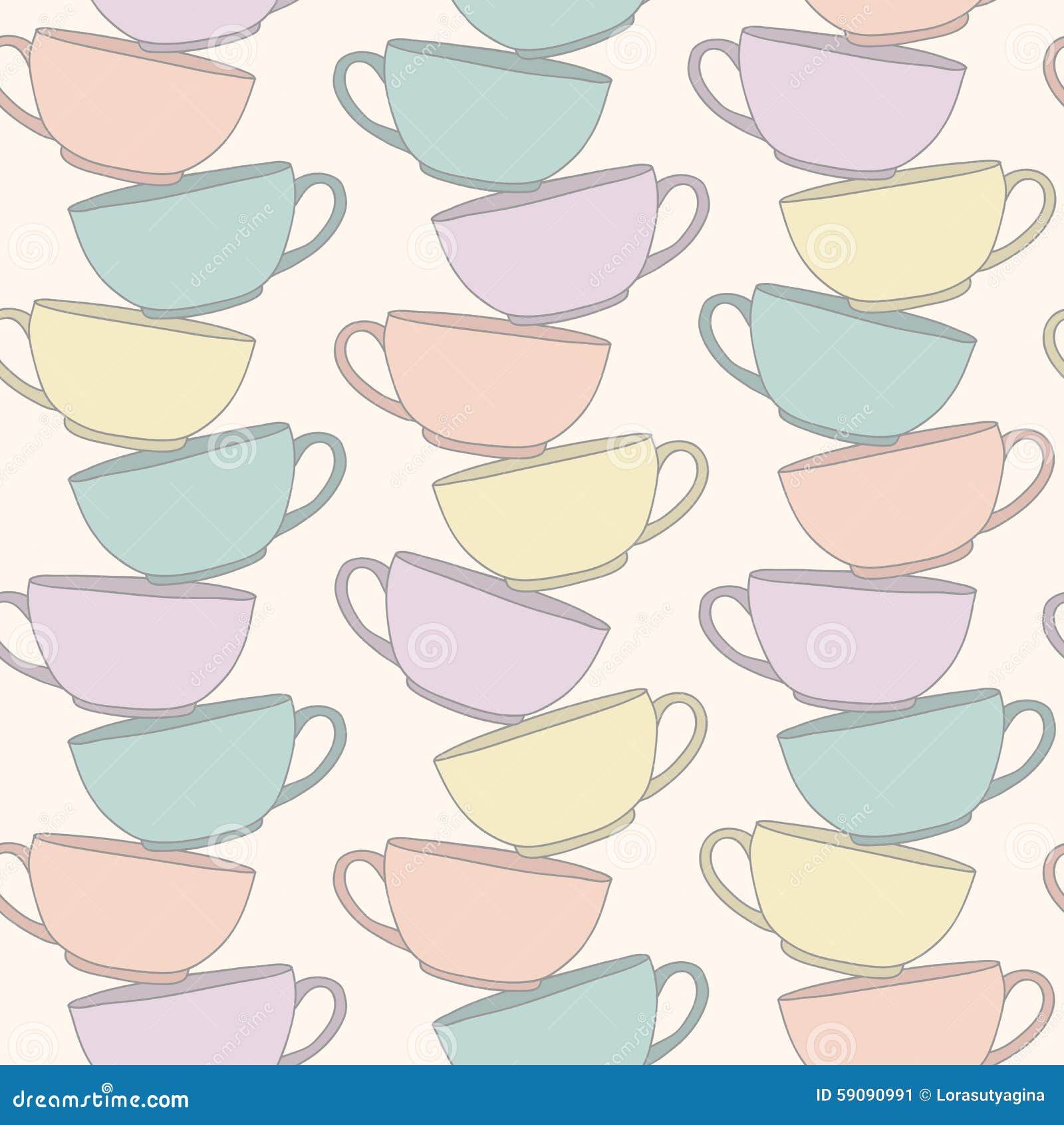 Stack of Cups. Vectical Composition. Seamless Pattern Stock Vector ...