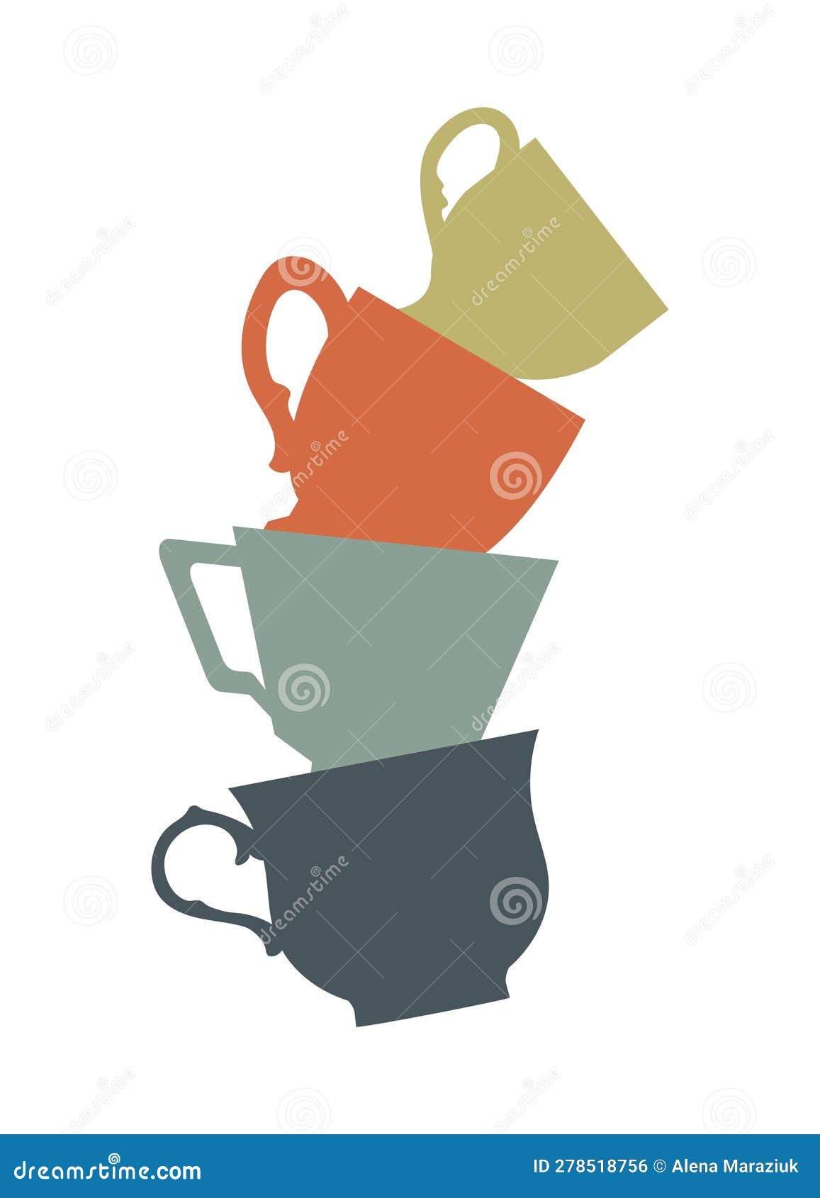 Cartoon Picture Of Stacked Cups