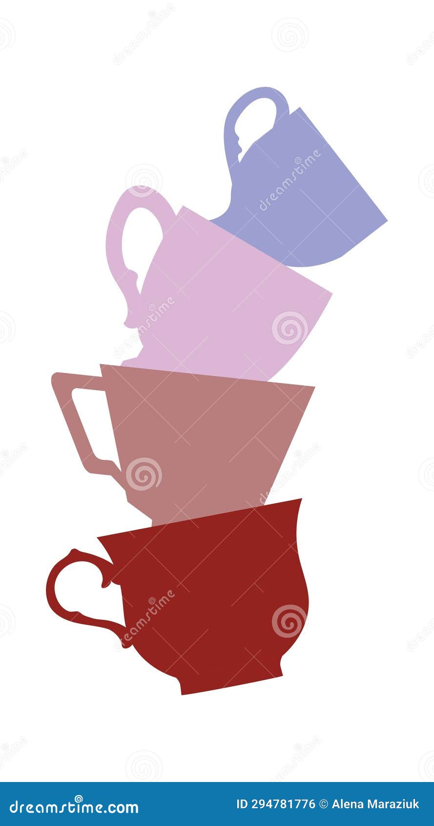 A Stack of Cute Colorful Cups. a Pyramid of Mugs on a White Background ...