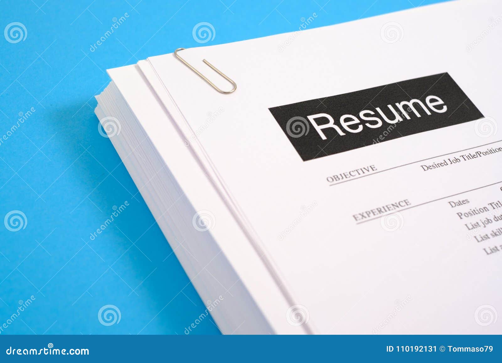 Stack of Cv and Application for Employment on Blue Desk Stock Image ...