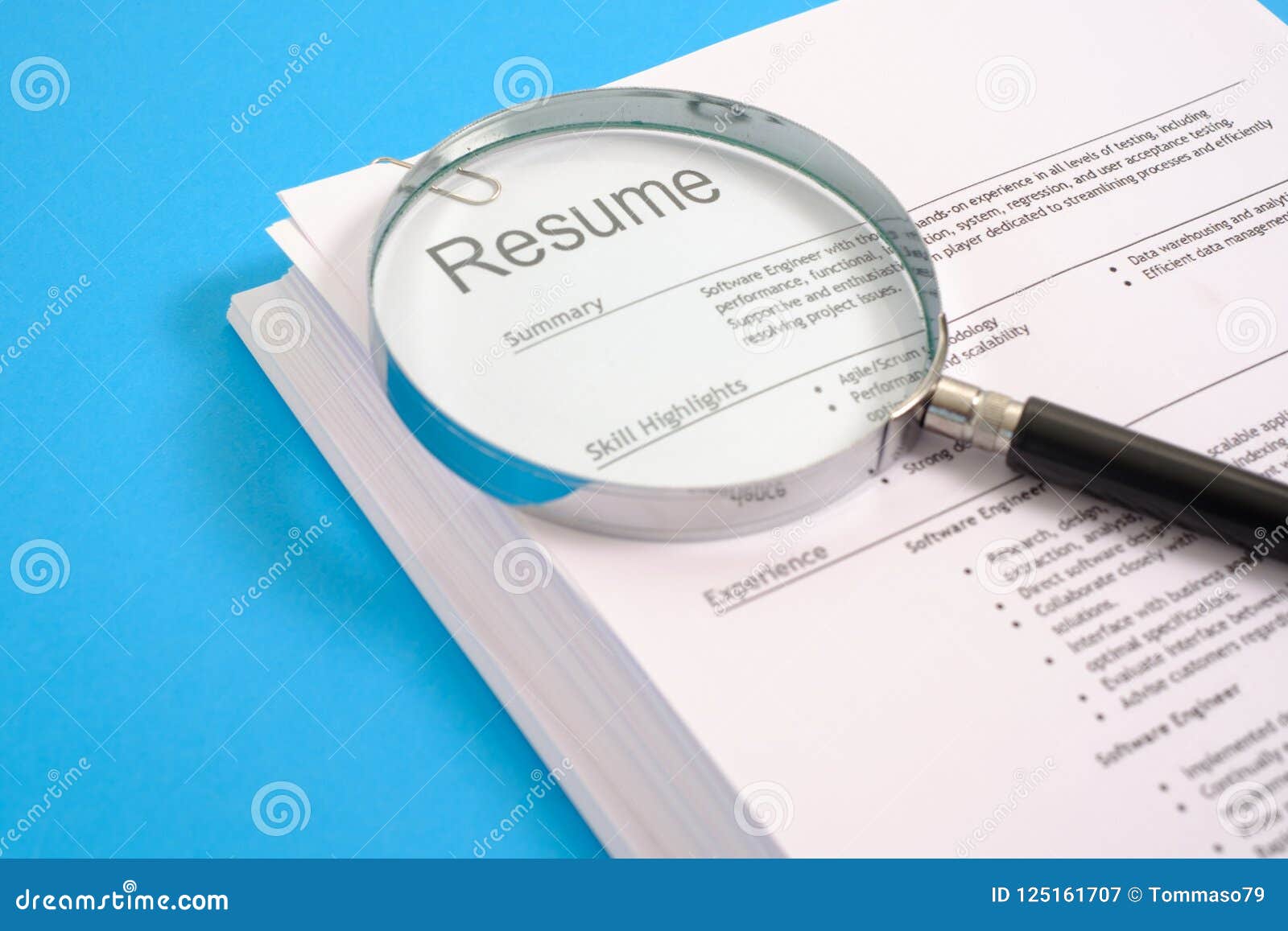 Stack of Cv and Application for Employment on Blue Desk Stock Image ...