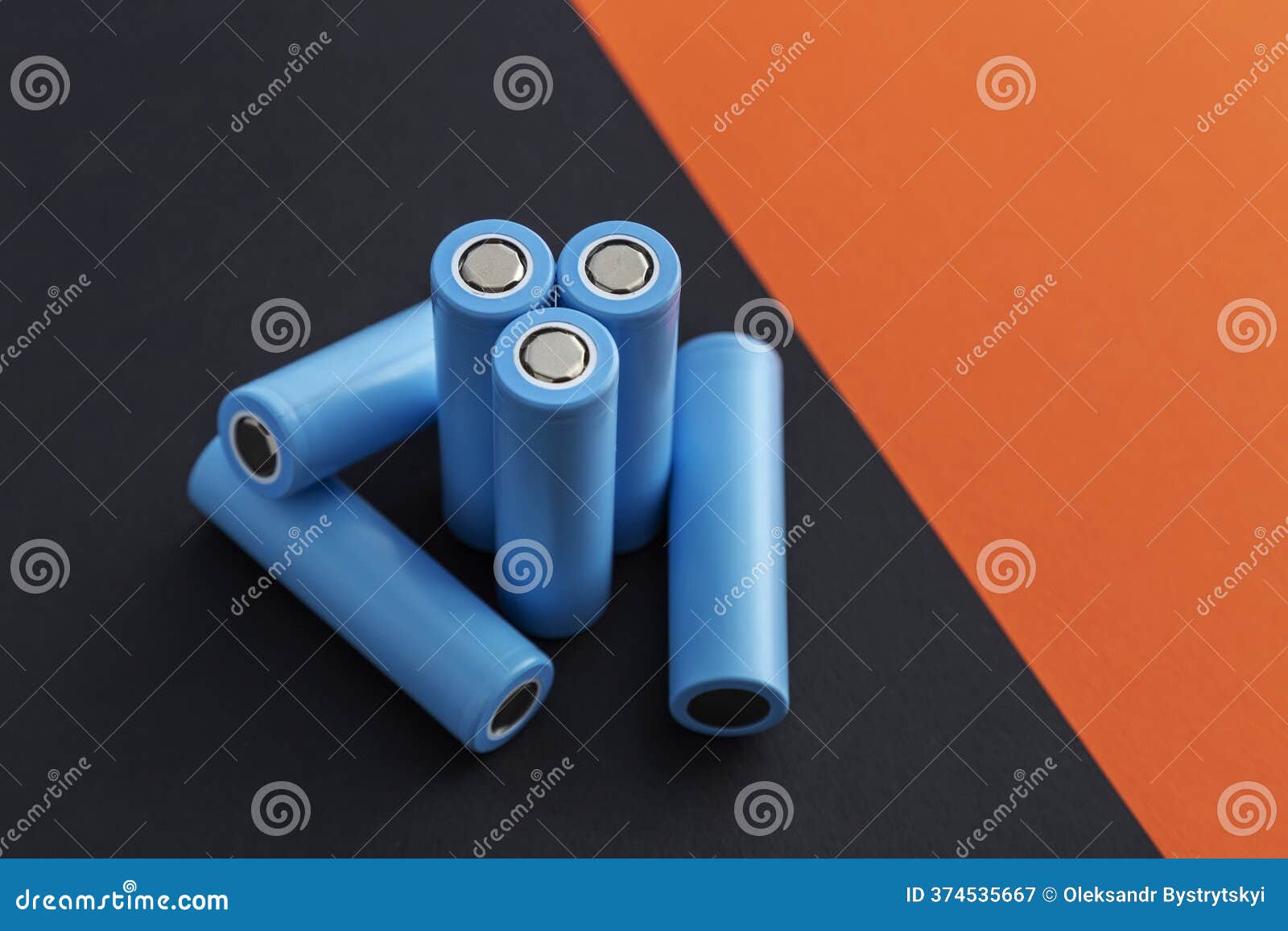 Stack Of 18650 Cylindrical Batteries On Black-orange Background, Stock ...