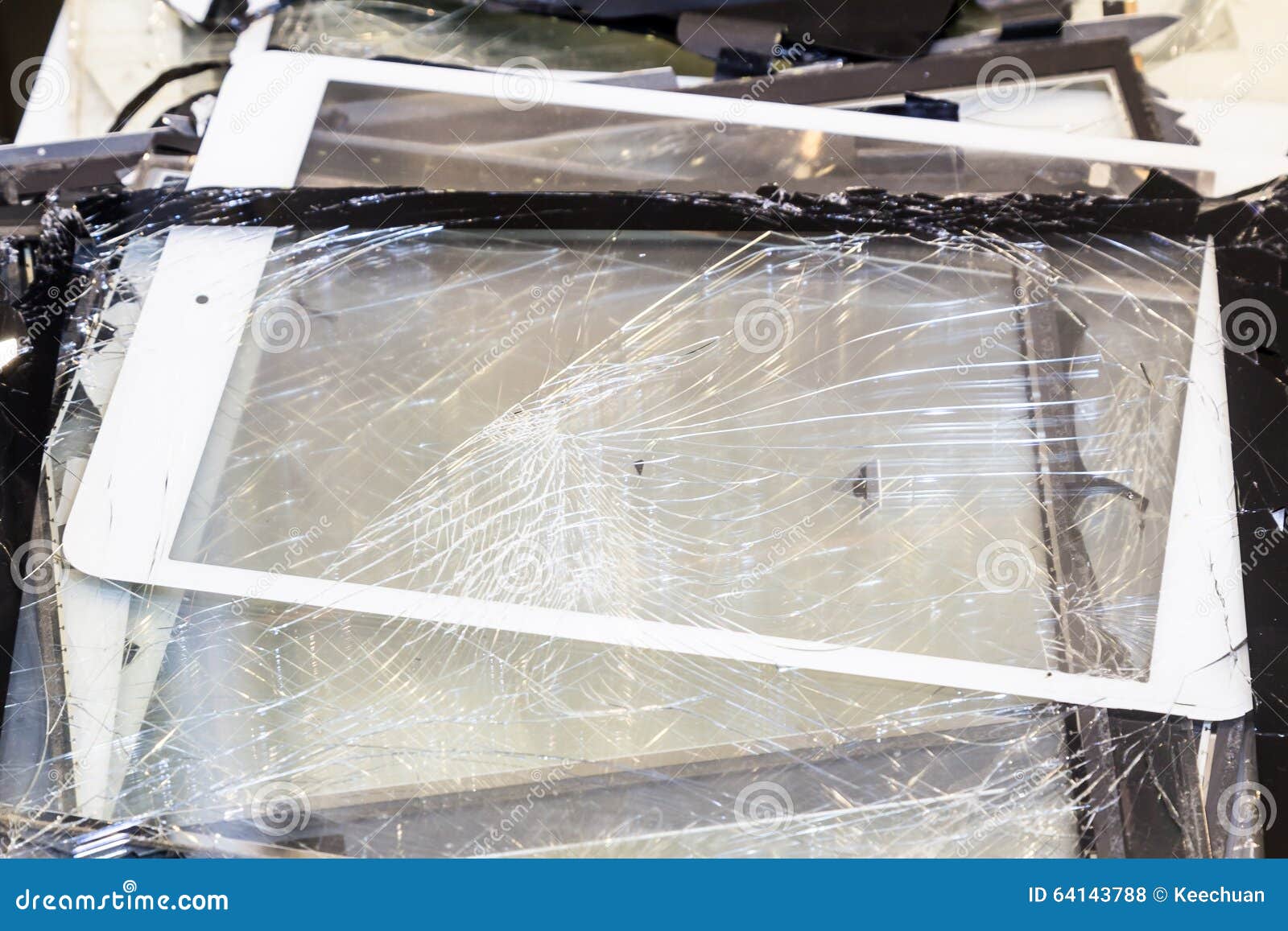 Stack of Damaged and Shattered Tablet Pad Computer Screen Stock Photo ...