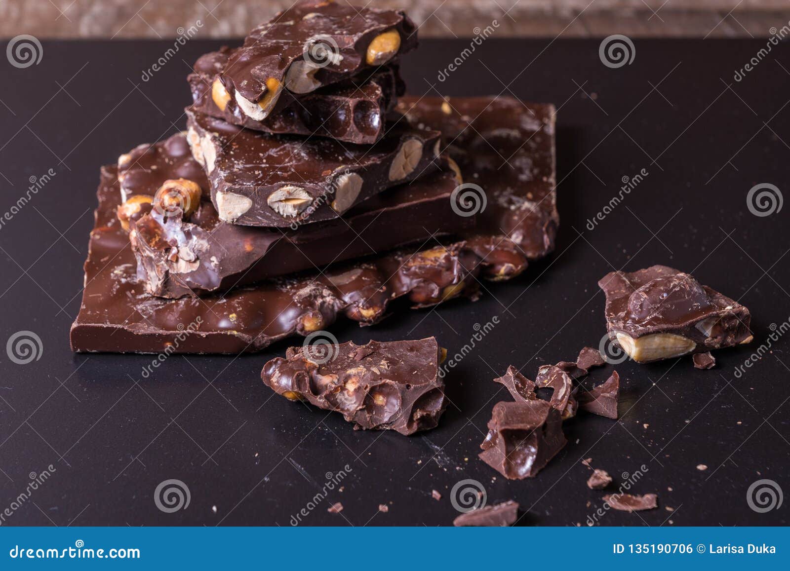 Stack with Dark Chocolate on a Black Desk Stock Photo - Image of ...