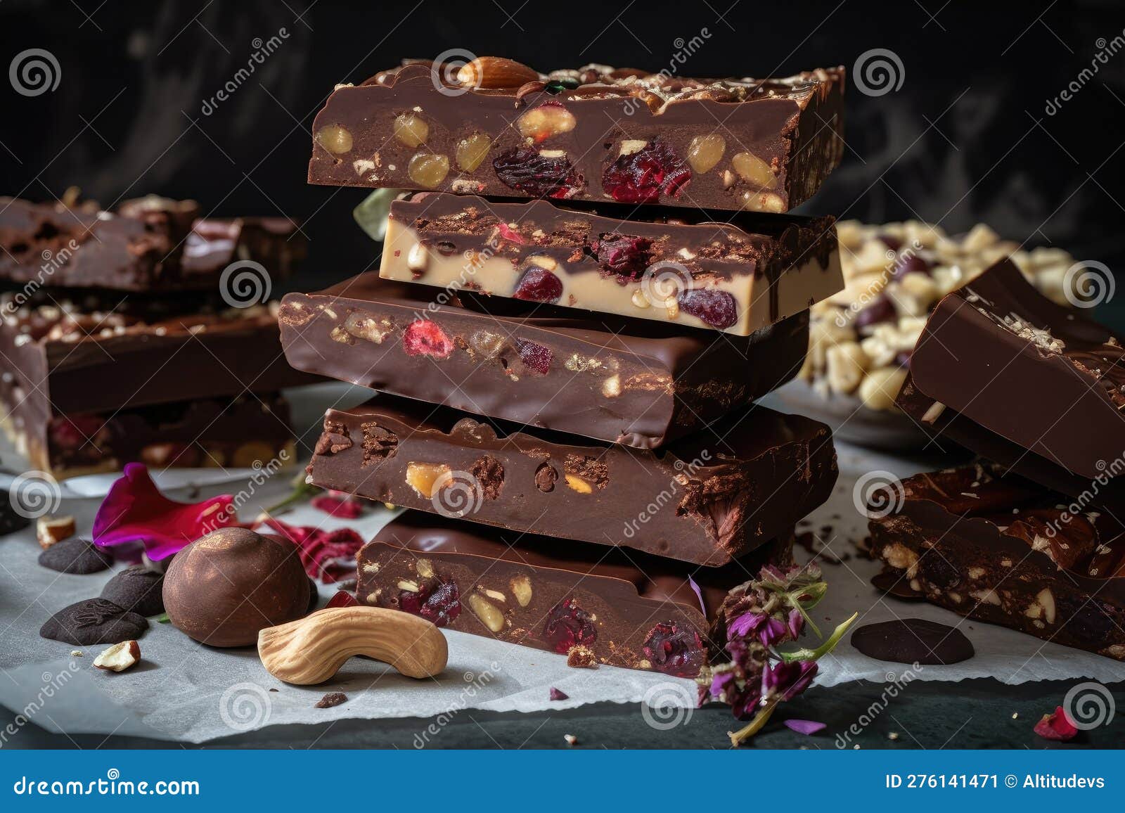 Stack of Decadent Chocolate Bars, with Selection of Fillings and ...