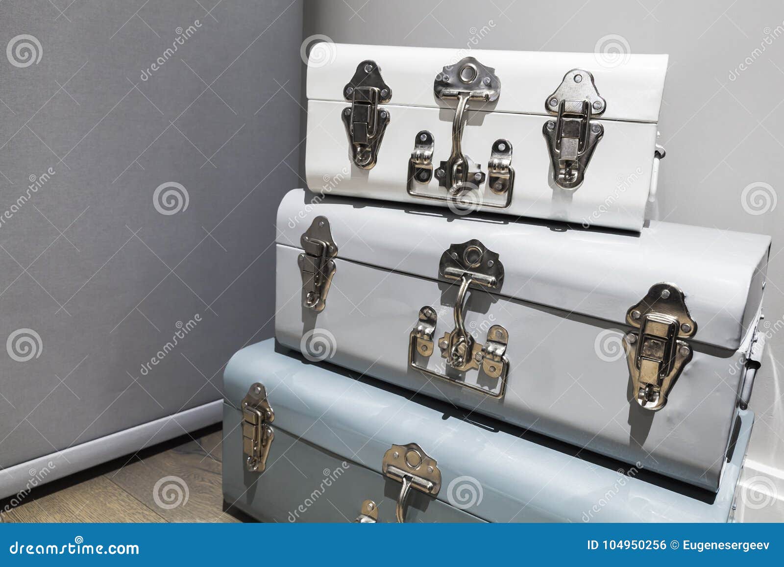 Stack of Decorative Boxes with Metal Locks Stock Photo - Image of decor ...
