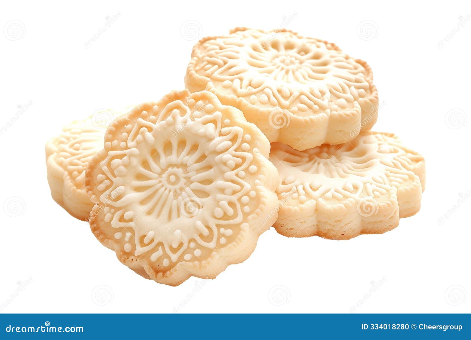 Stack Of Decorative Cream-filled Biscuits With Intricate Designs ...