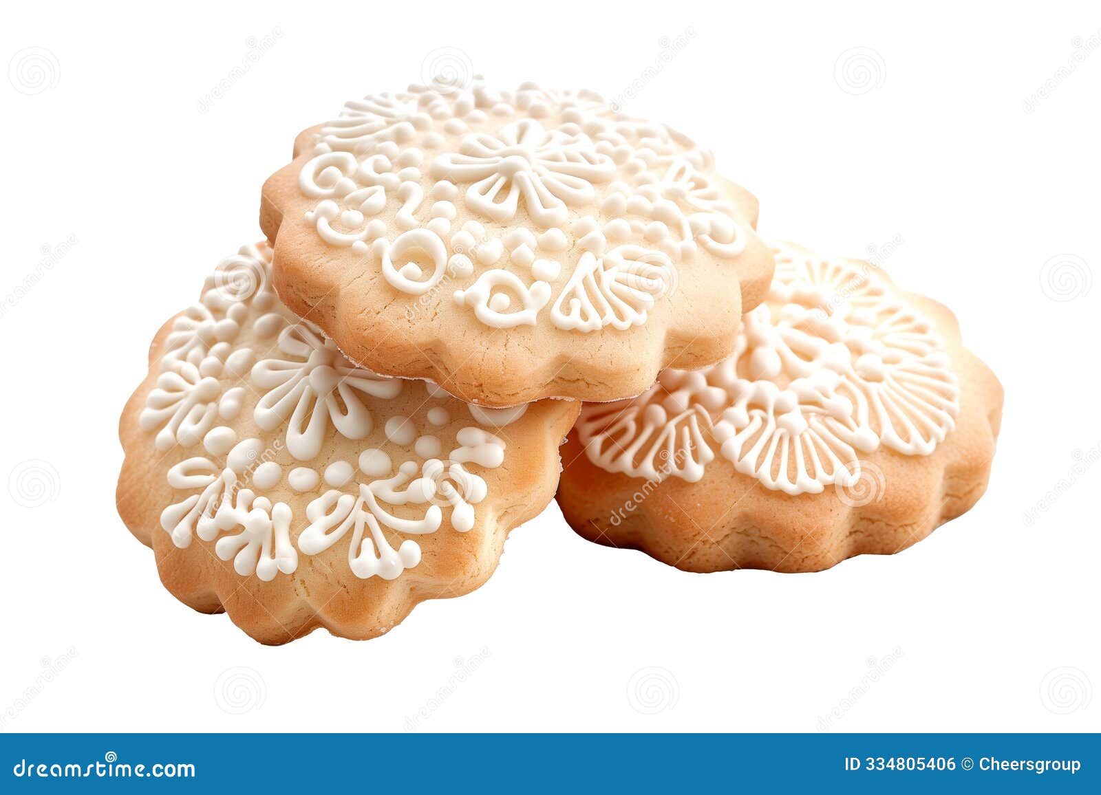 Stack Of Decorative Cream-filled Biscuits With Intricate Designs ...
