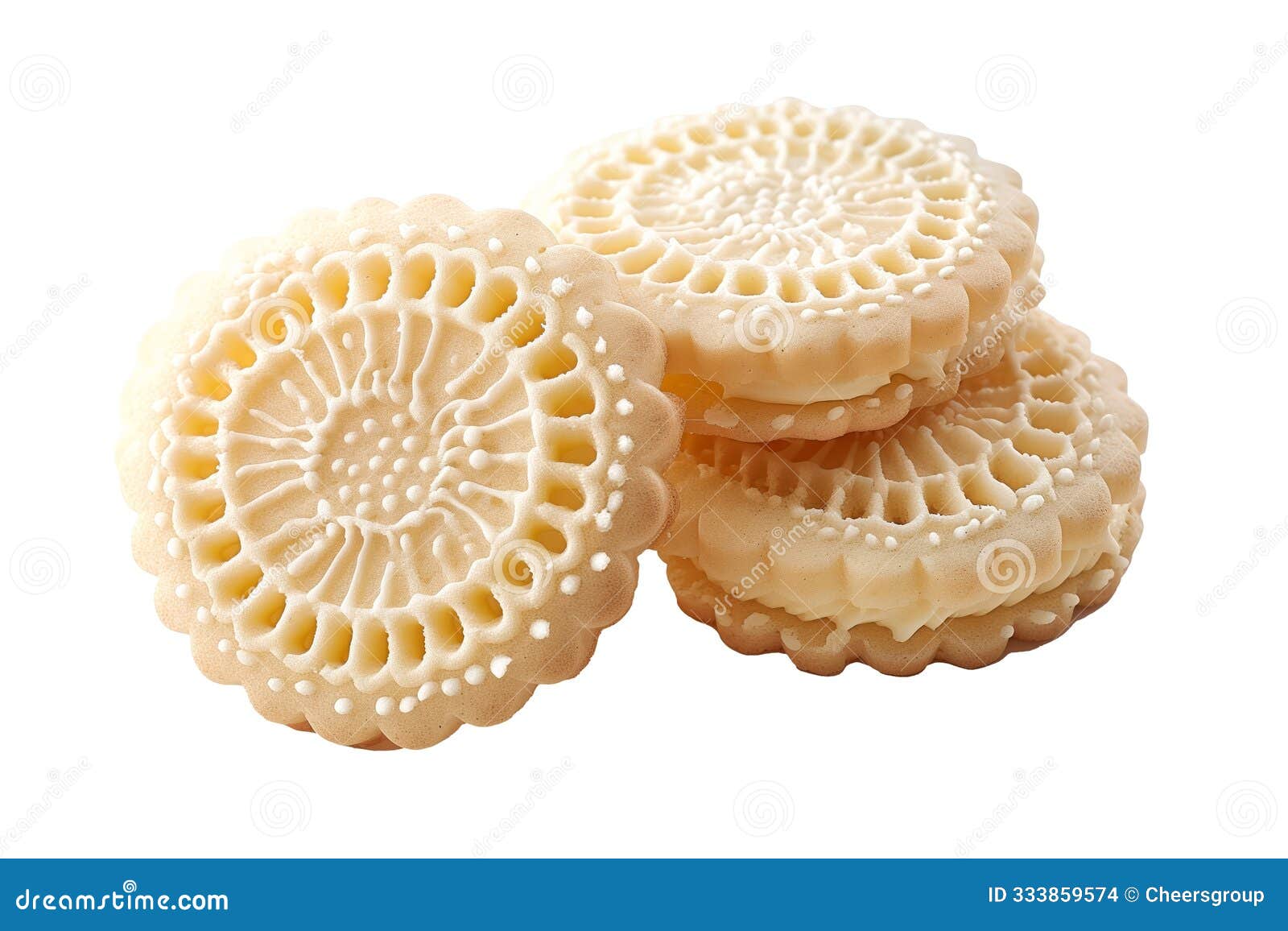 Stack of Decorative Cream-filled Biscuits with Intricate Designs ...