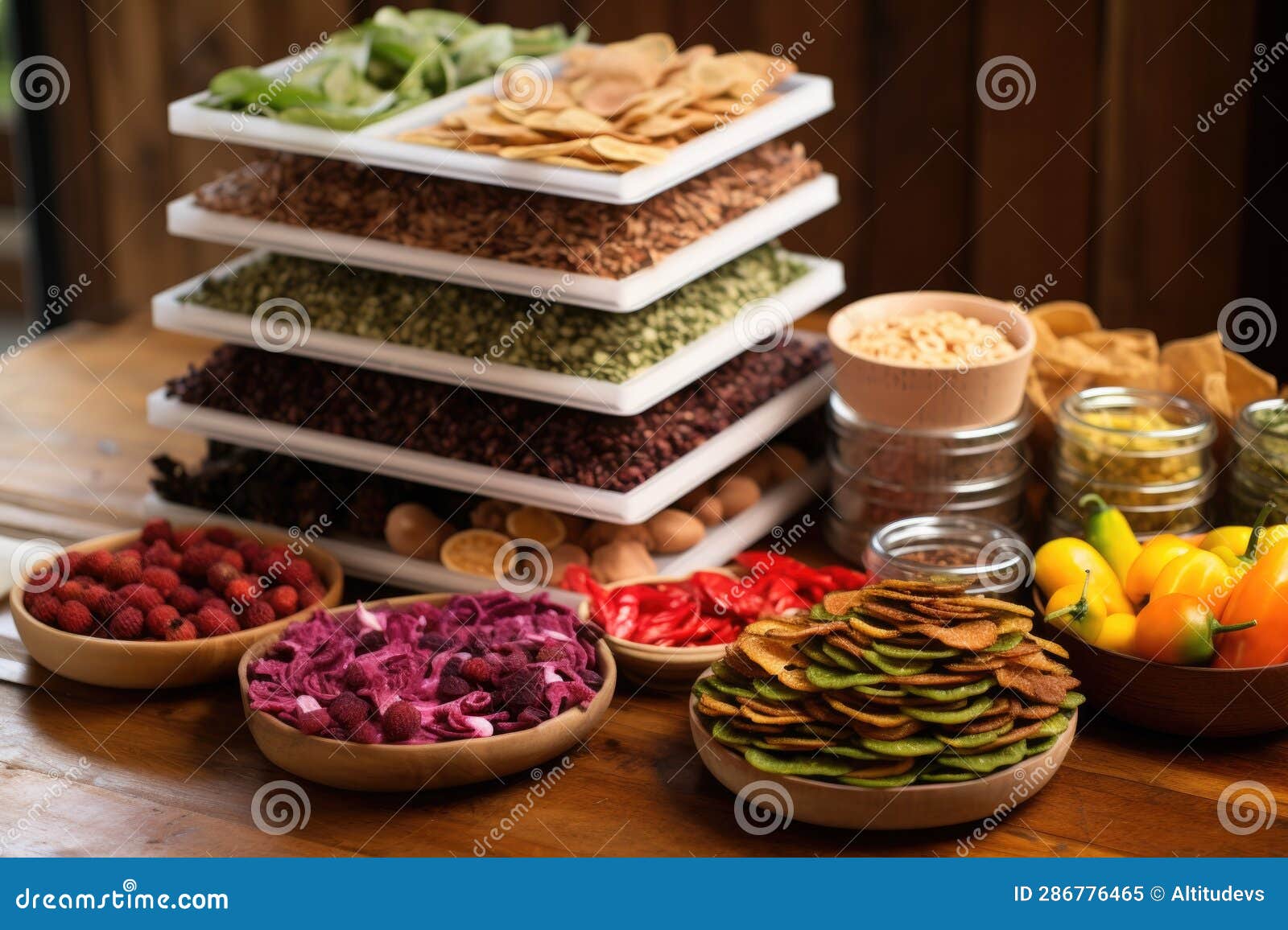 Stack of Dehydrator Trays Filled with Ingredients Stock Image - Image ...