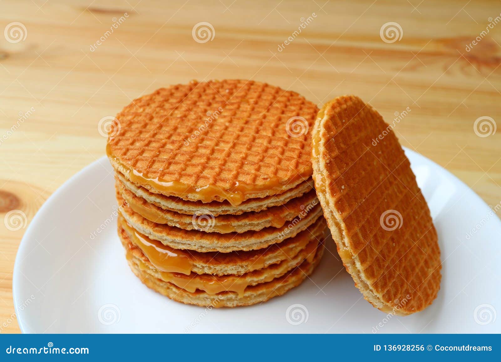 Stack of Delectable Stroopwafel or Caramel Filled Dutch Waffle Served ...
