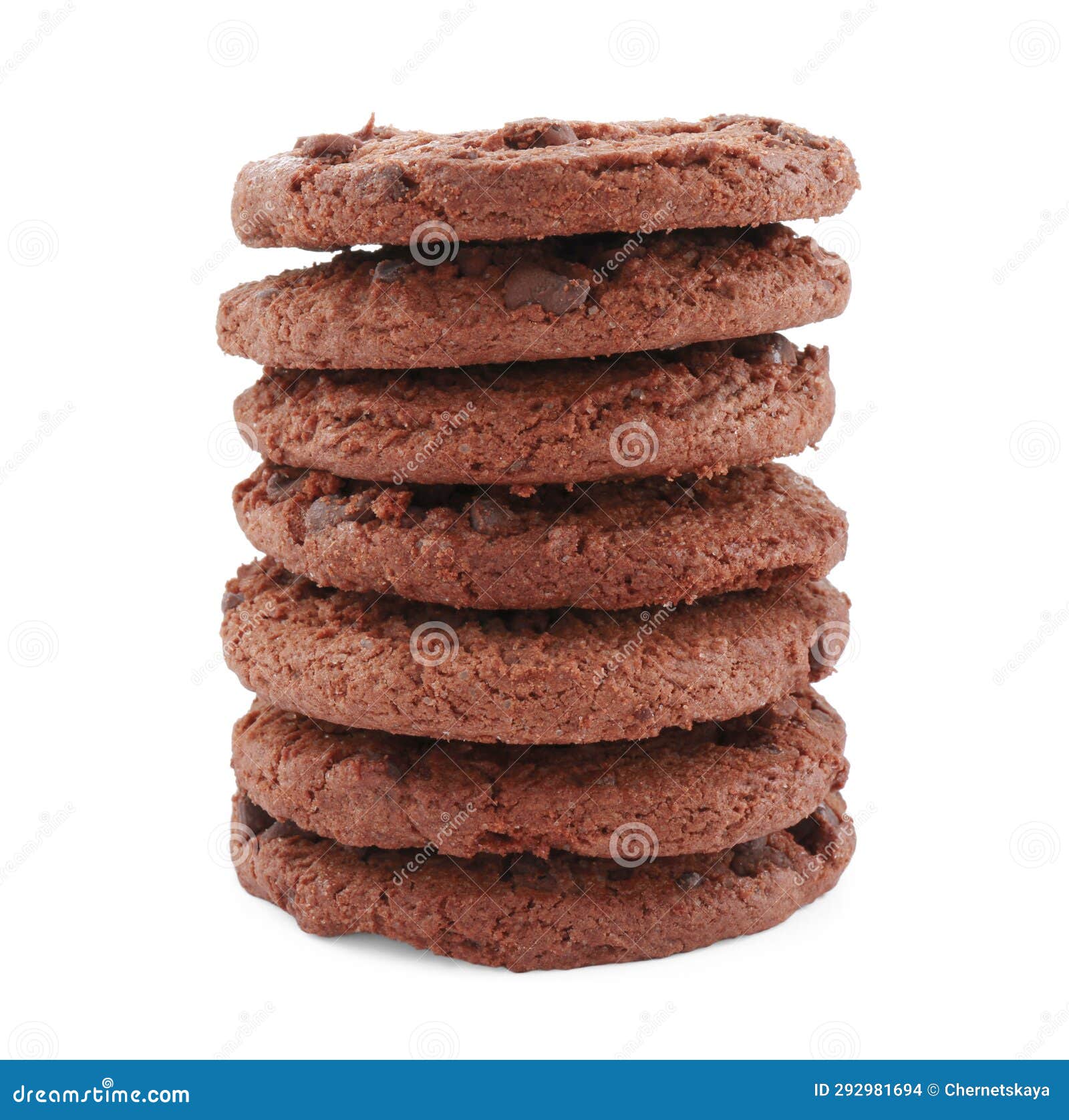 Stack of Delicious Chocolate Chip Cookies Isolated on White Stock Photo ...