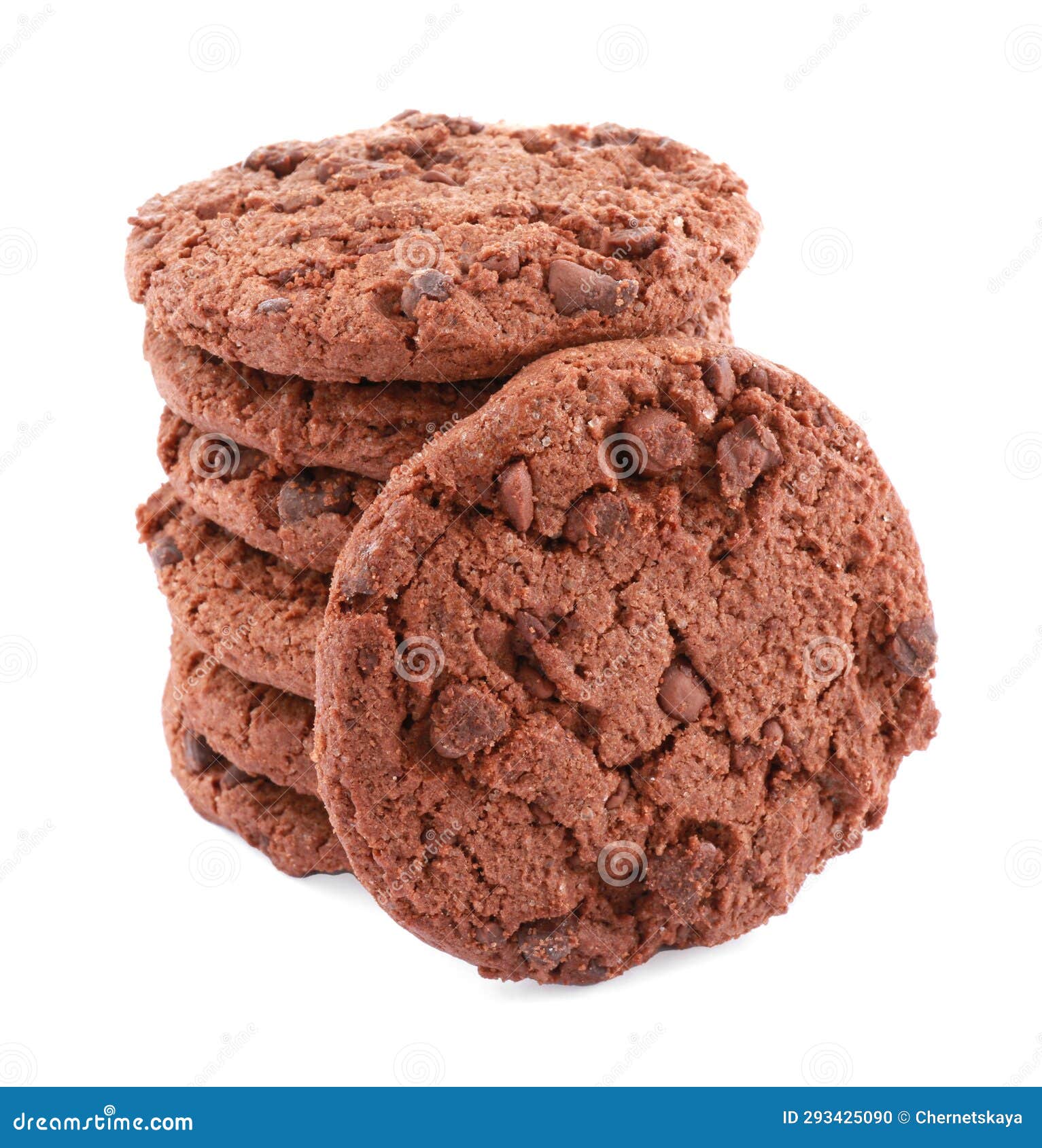 Stack of Delicious Chocolate Chip Cookies Isolated on White Stock Photo ...