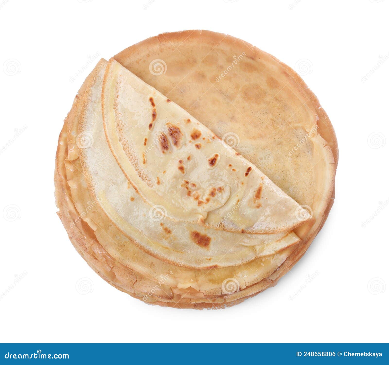 Stack of Delicious Crepes on White Background, Top View Stock Photo ...