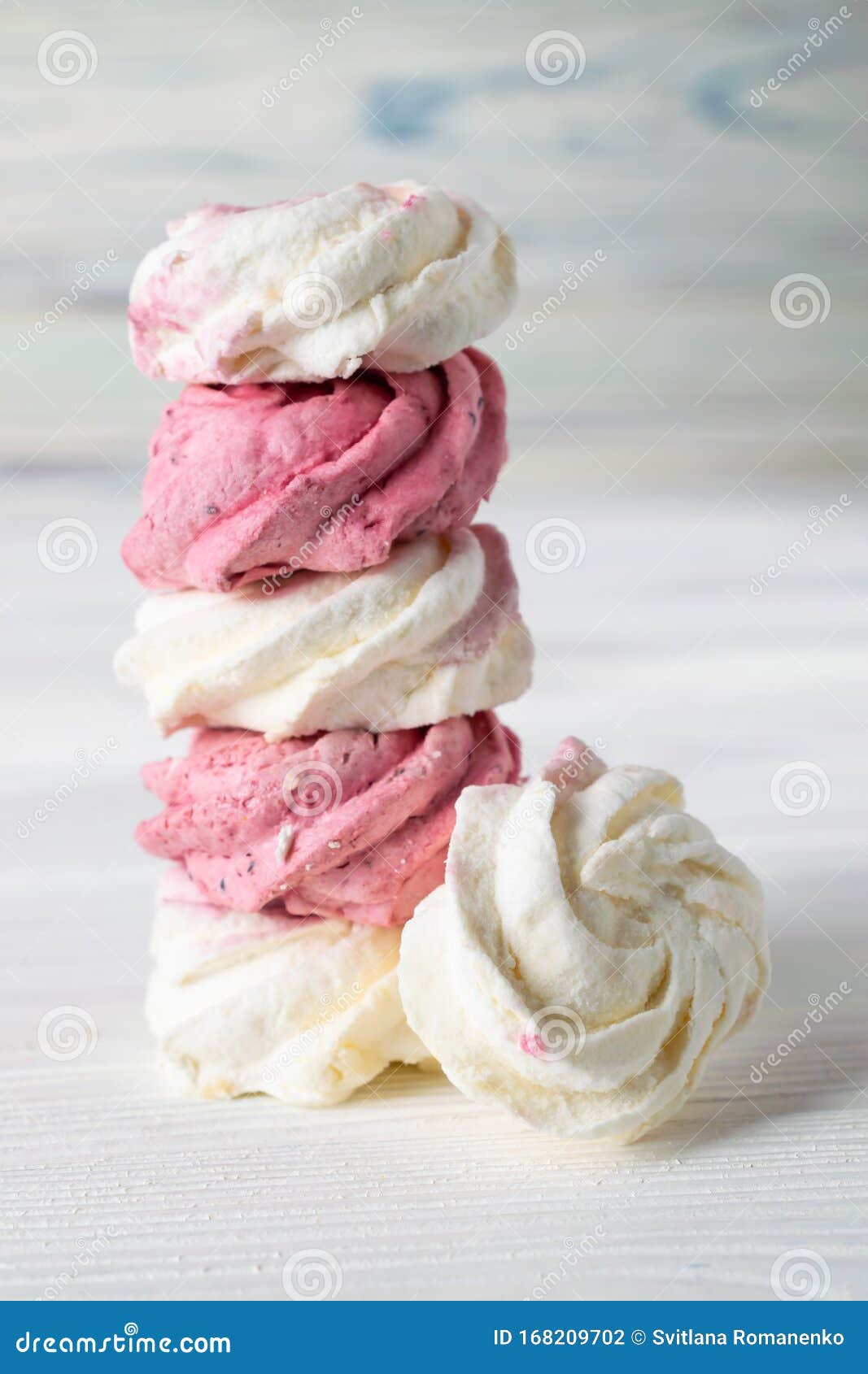 Stack of Delicious Homemade White and Pink Marshmallows of Different ...