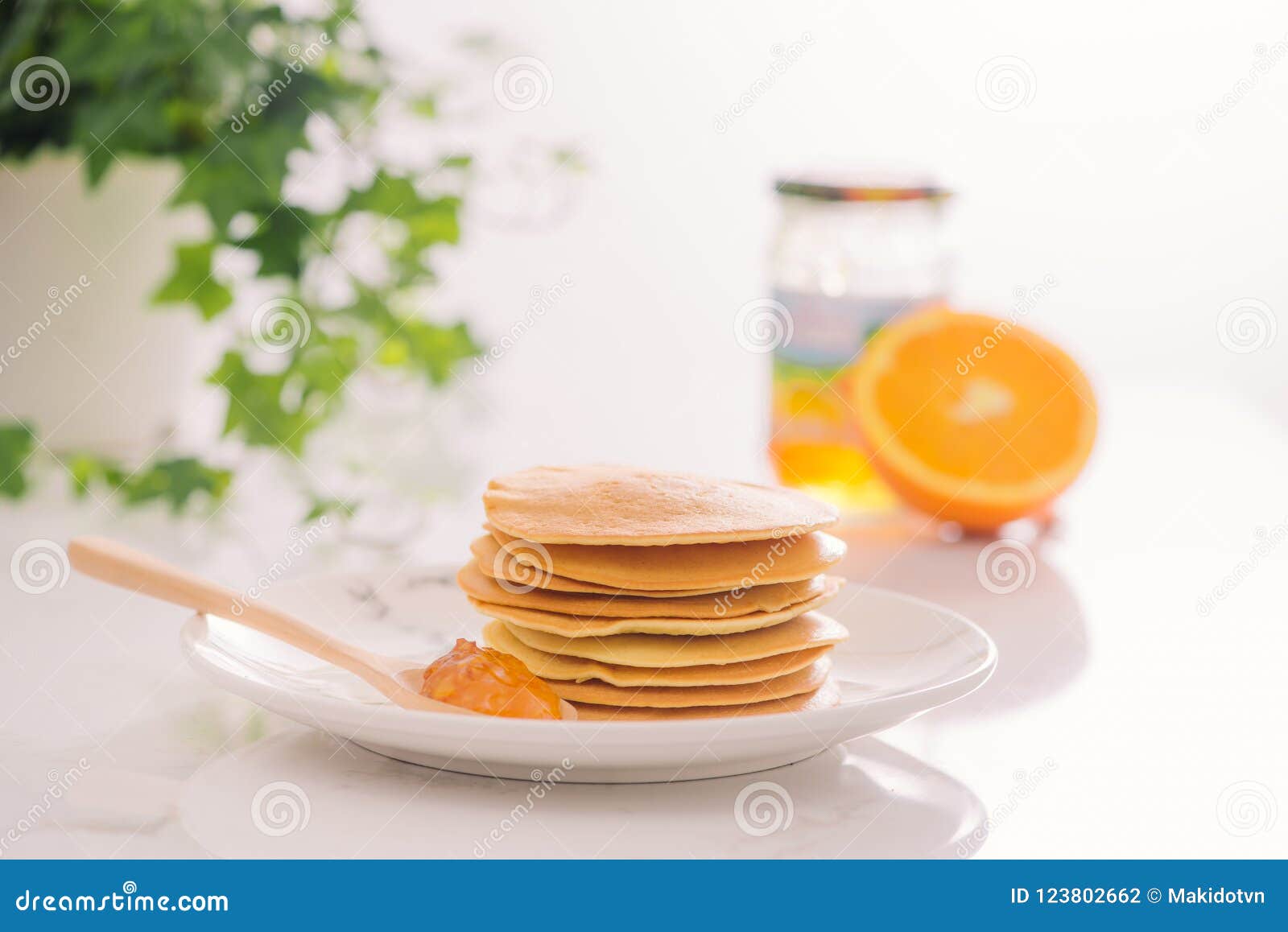 Stack of Delicious Pancakes on Plate Isolated on White Stock Photo ...