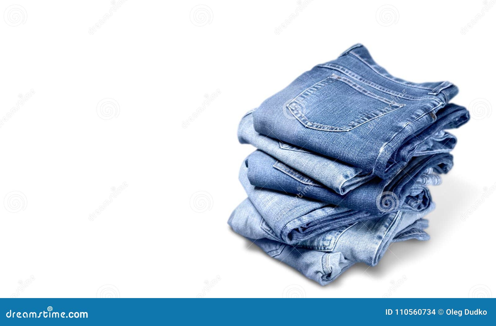Stack of Denim Jeans Isolated on White Stock Photo - Image of blank ...