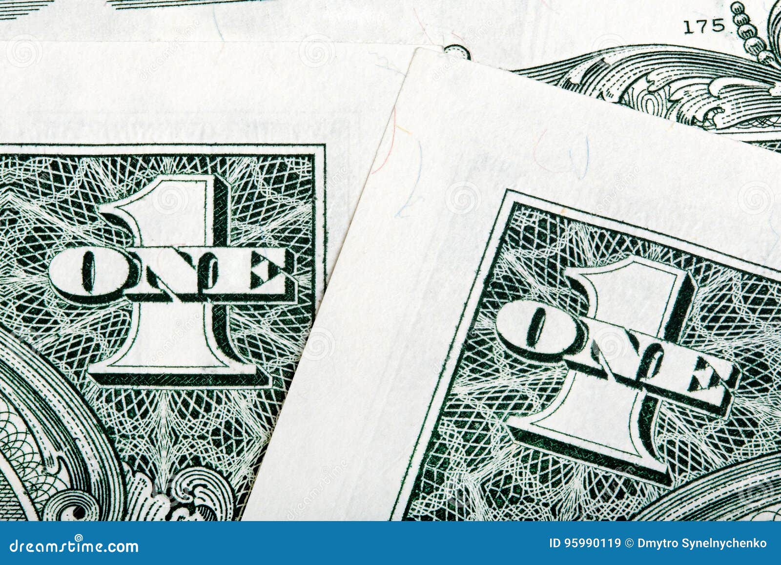 Stack Details of One Dollar Bills Close-up Shot. Stock Image - Image of ...