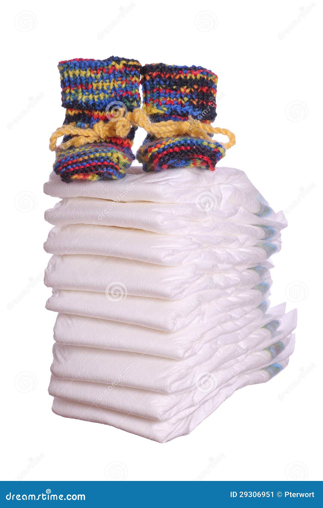 Stack of Diaper with Baby Shoes Stock Image - Image of supplies, socks ...