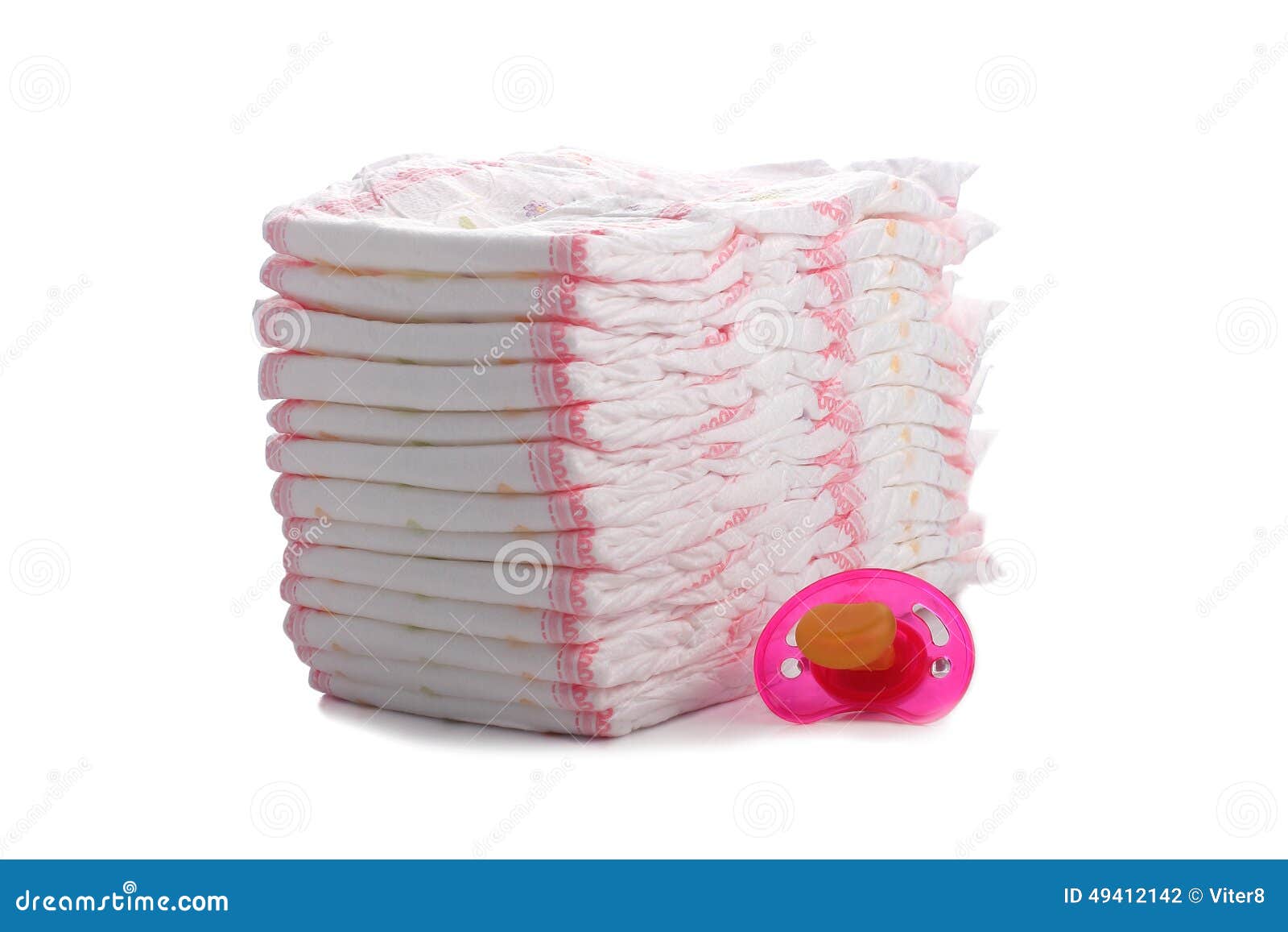 Stack of Diapers with Babys Dummy Stock Photo - Image of disposable ...