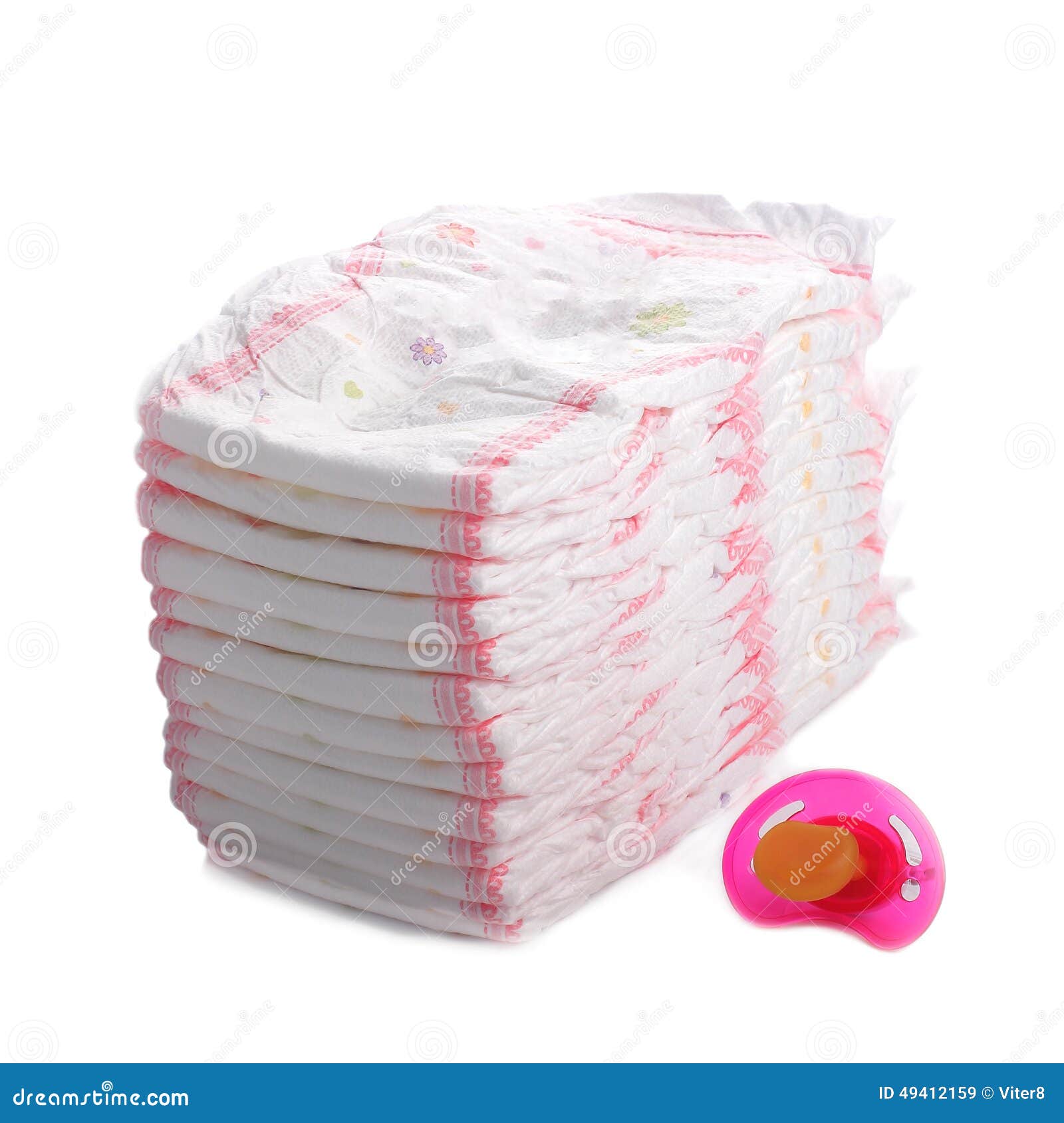 Stack of Diapers with Babys Dummy Stock Image - Image of nappy, stack ...