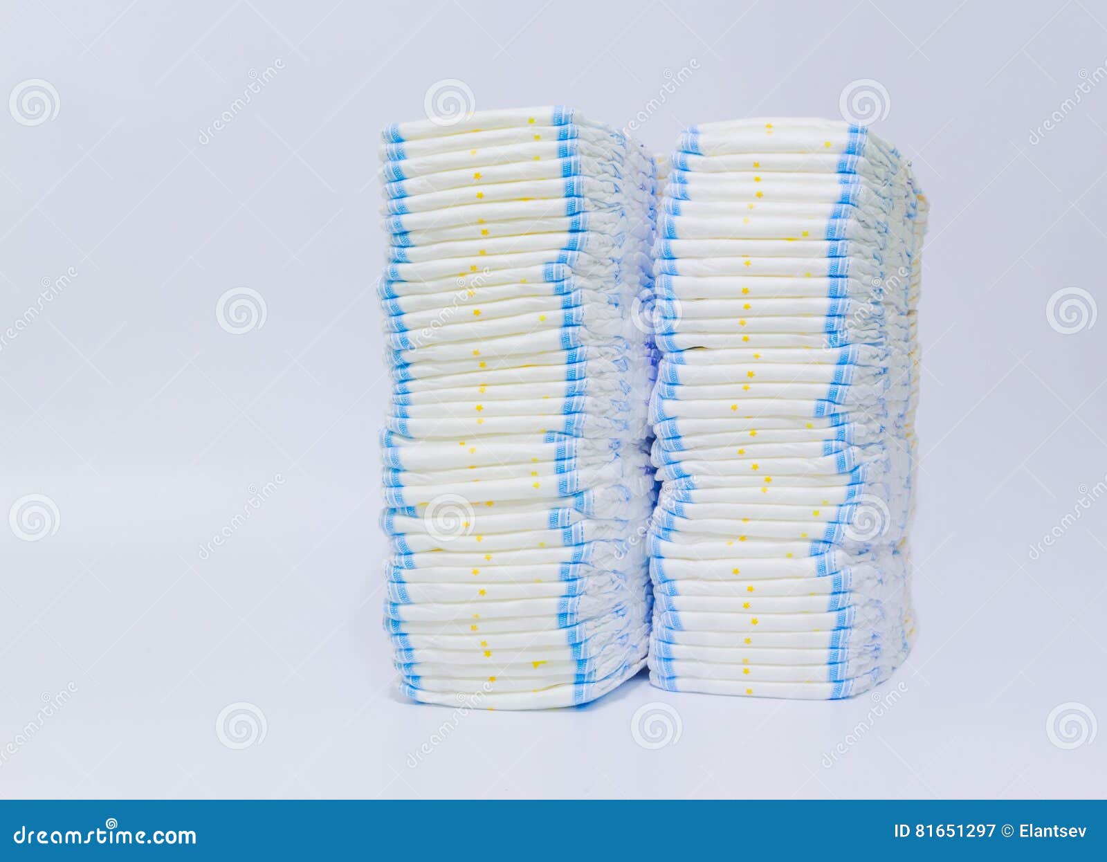 Stack of Diapers on White Background Stock Image - Image of diaper ...