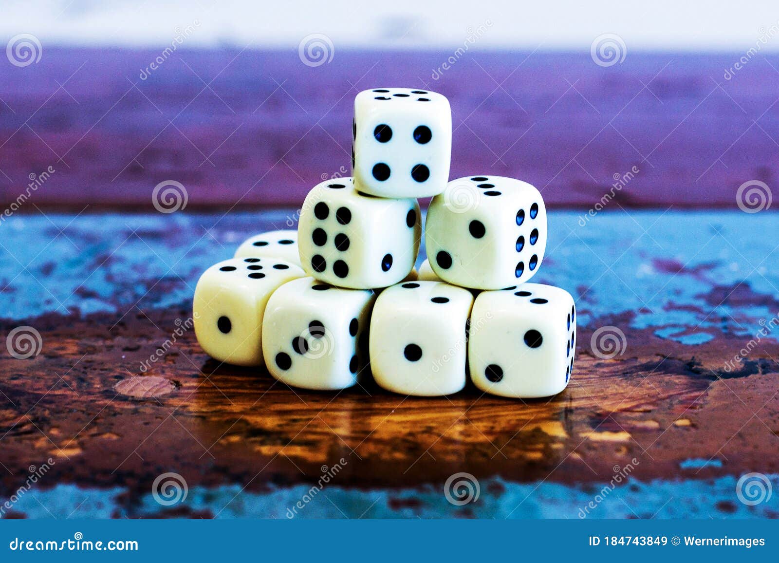 Stack of Dice on Old Vintage Table Stock Image - Image of casino ...