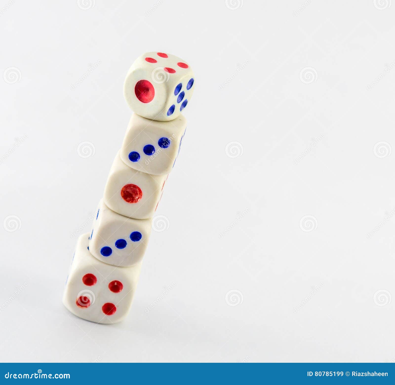 Stack of Dice on White Background with Copy Space Stock Image - Image ...