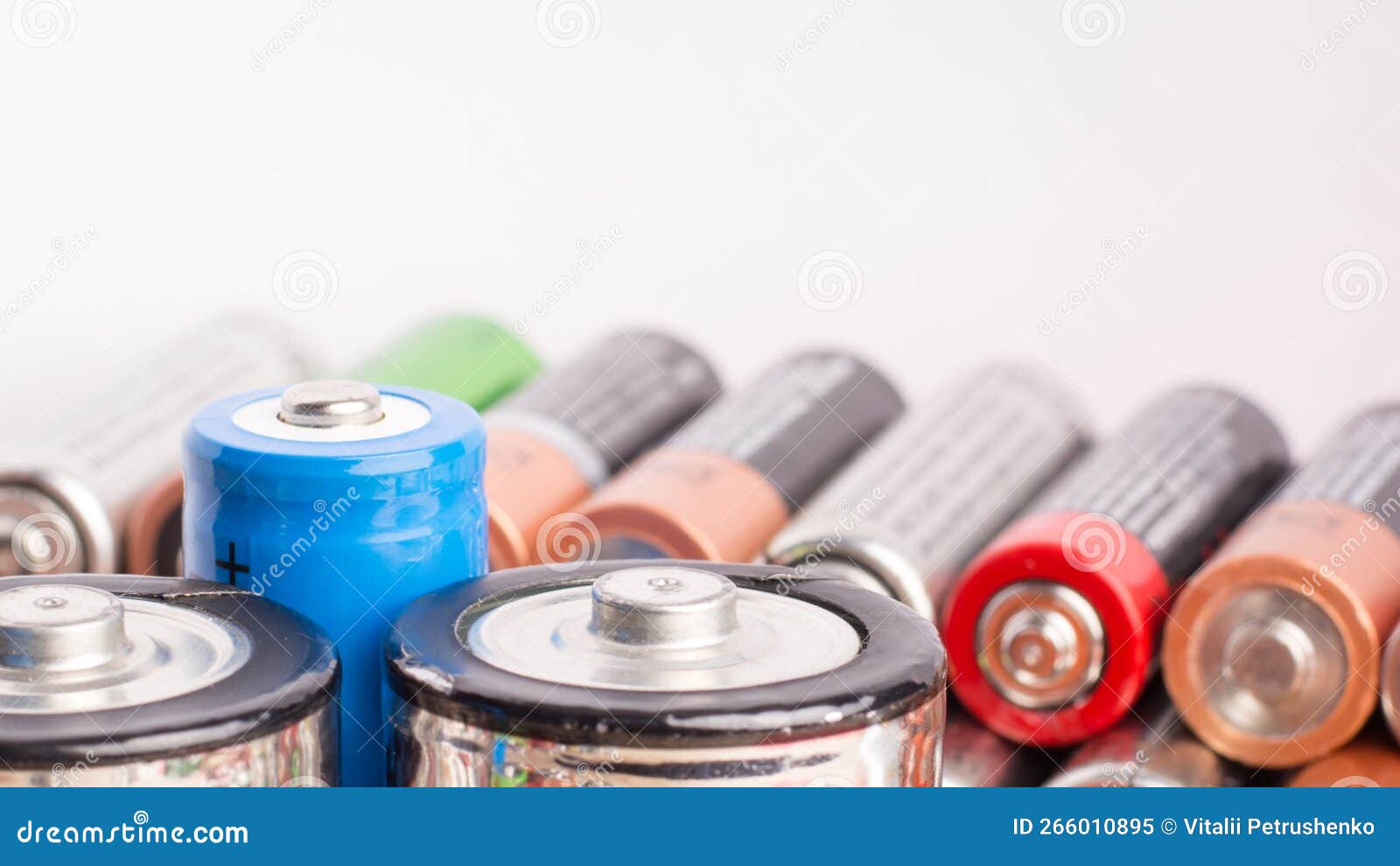 Stack of Different Batteries Stock Image - Image of object, flat: 266010895