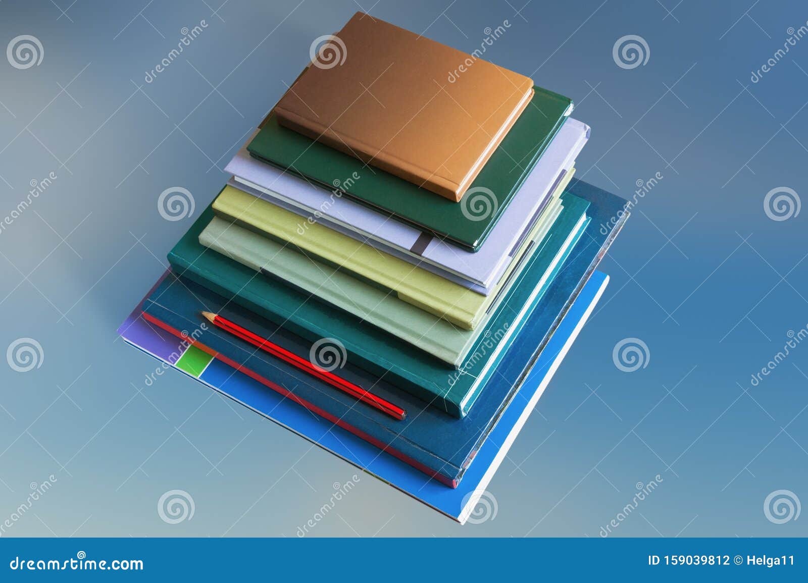 Stack of Different Books on Blue Background Stock Photo - Image of ...