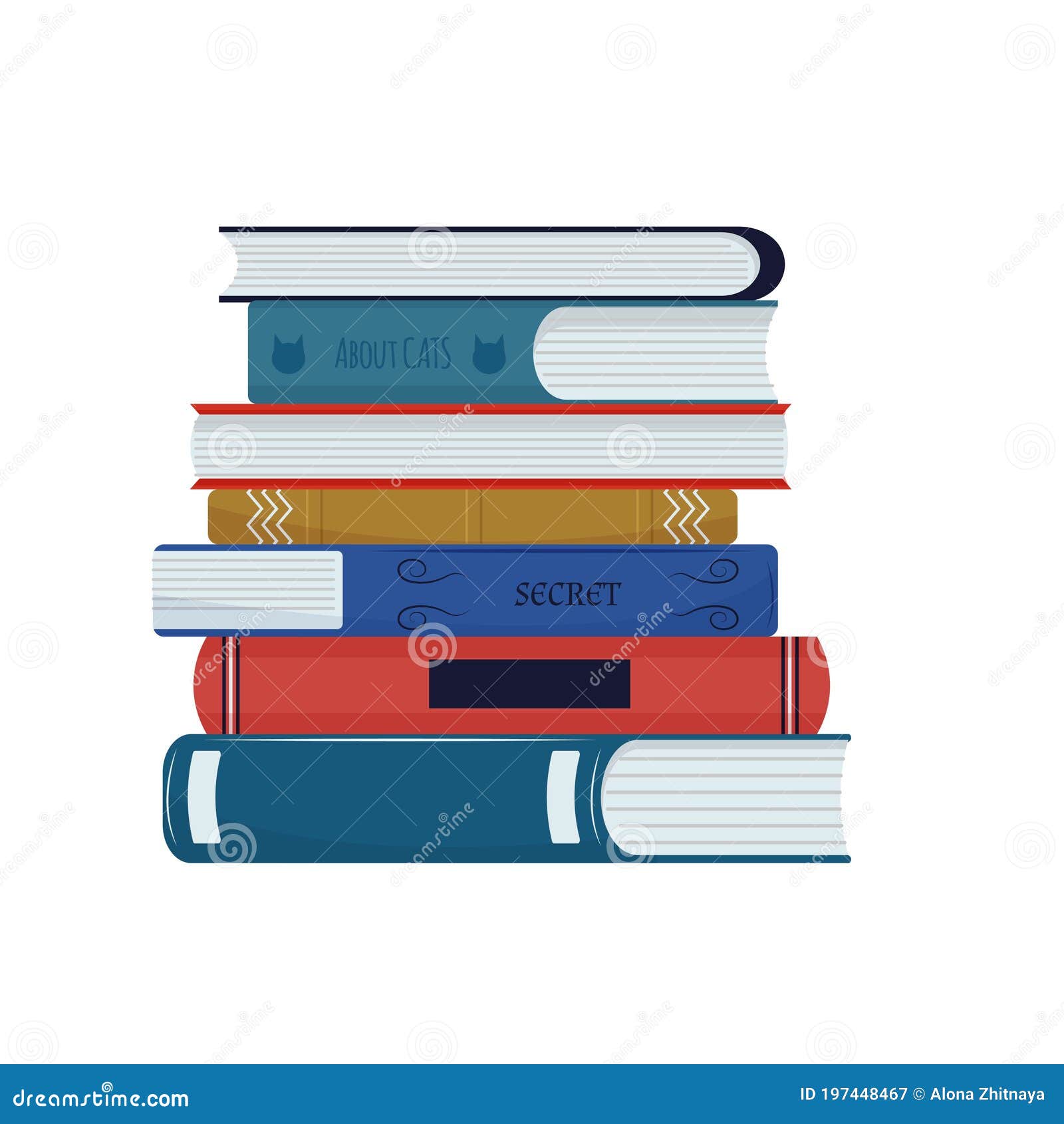 Stack of Different Books in Cartoon Style Isolated Stock Vector ...