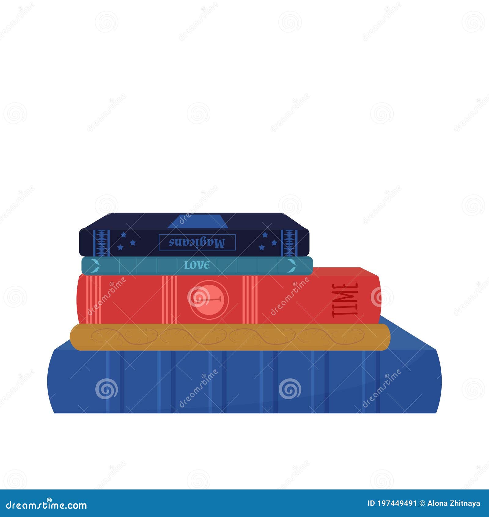 Stack of Different Books in Cartoon Style Stock Illustration ...