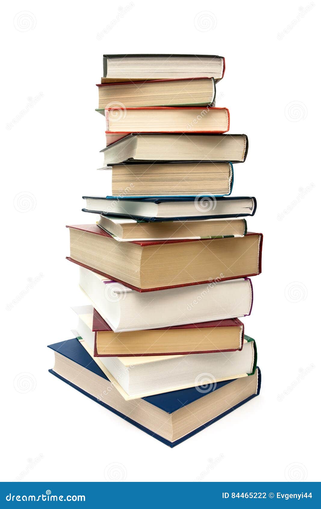 Stack of Different Books Isolated on White Background. Vertical Stock ...