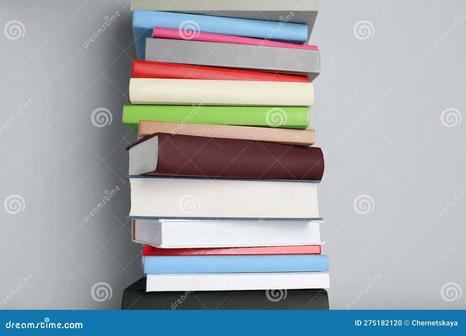 Stack of Different Books on Light Gray Background Stock Photo - Image ...
