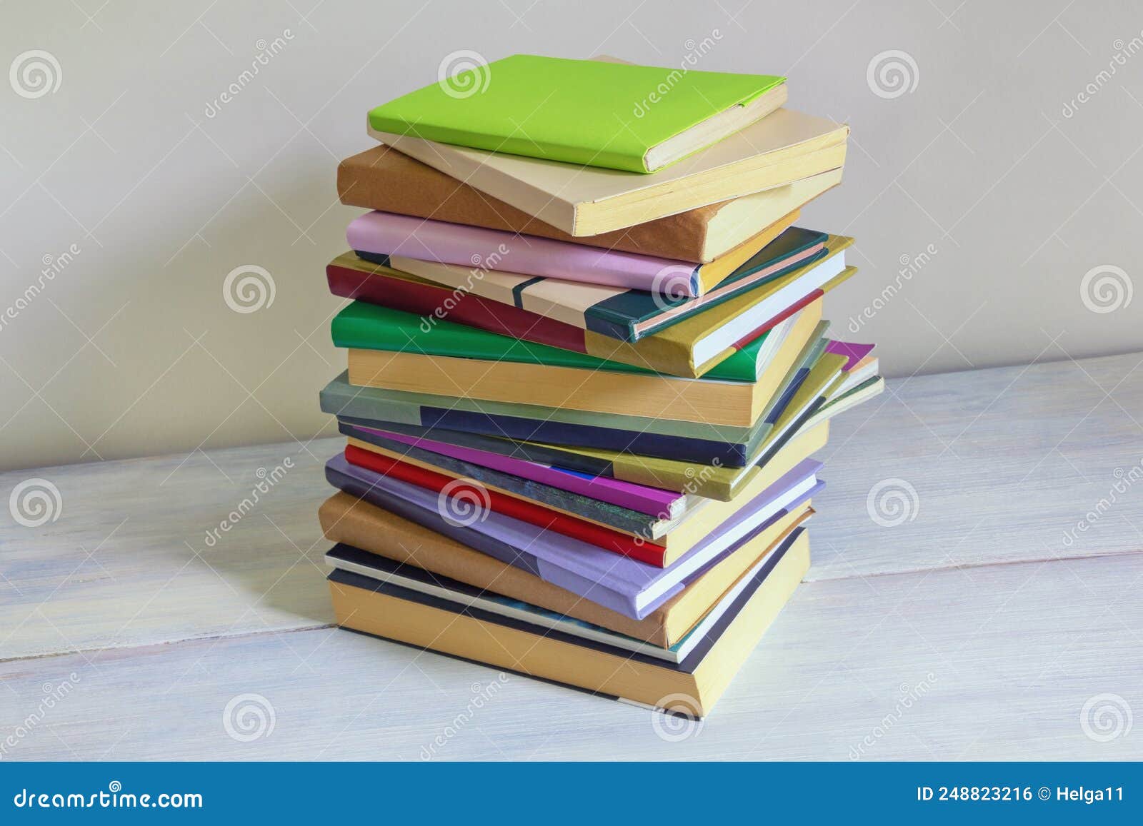 Stack of Different Books. Rustic Background, Copy Space Stock Photo ...