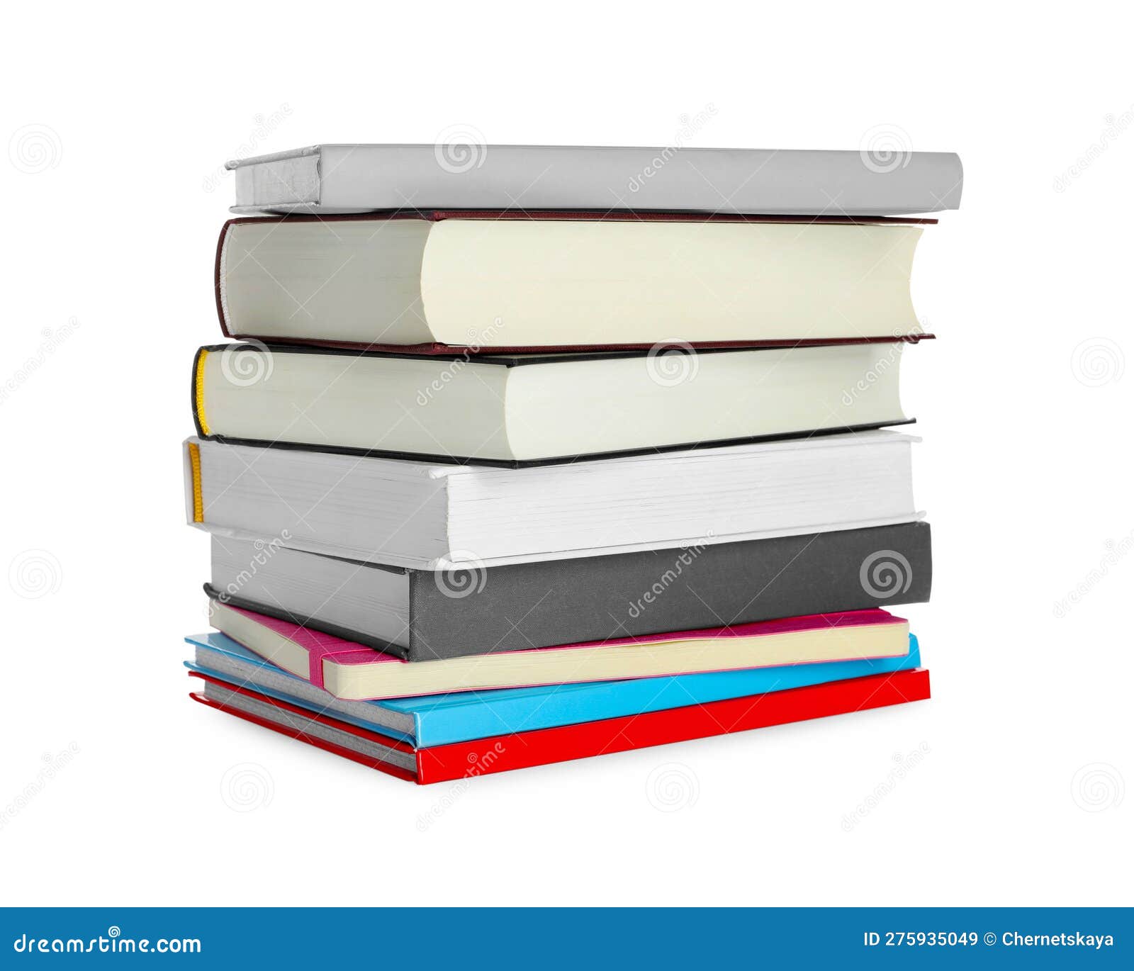 Stack of Different Books on White Background Stock Image - Image of ...