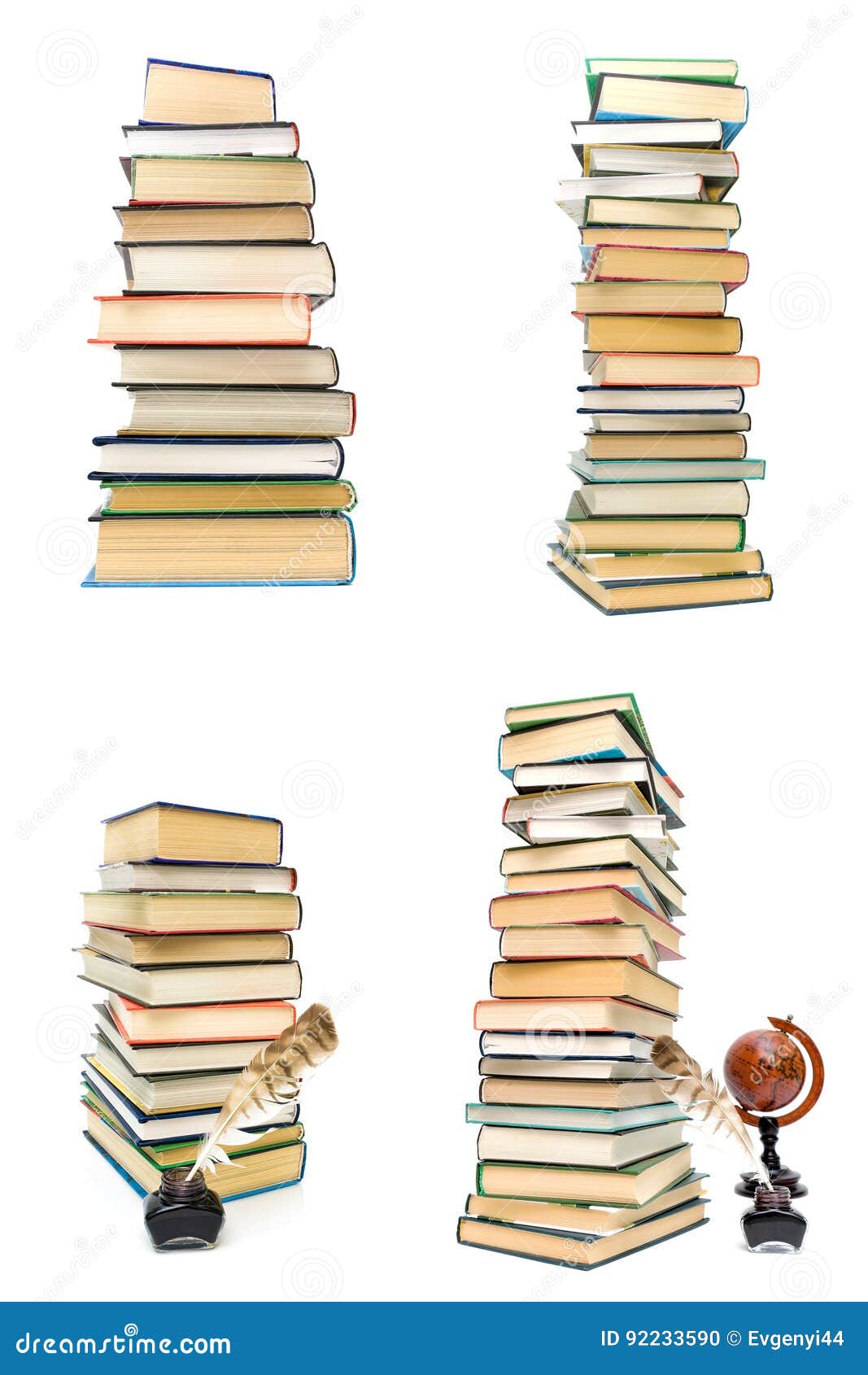 Stack of Different Books on a White Background Stock Illustration ...