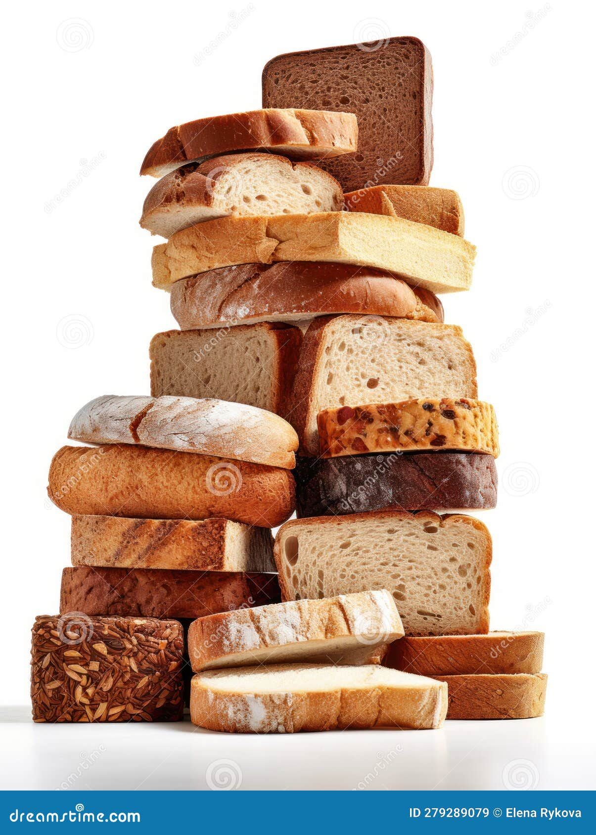 Stack of Different Breads on White Background. AI Generative Stock ...