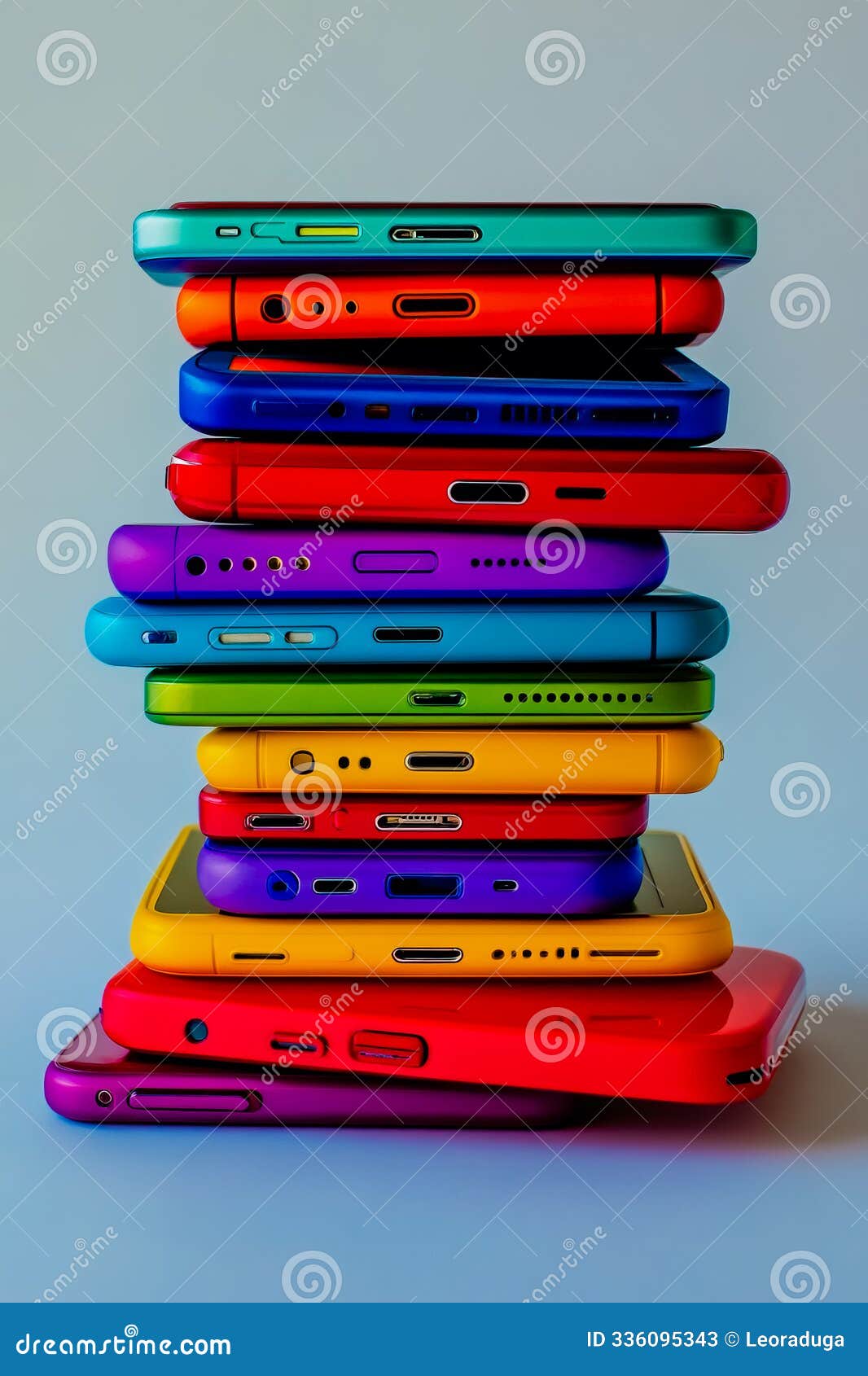 A Stack of Different Cell Phones Stacked on Top of Each Other, Each ...