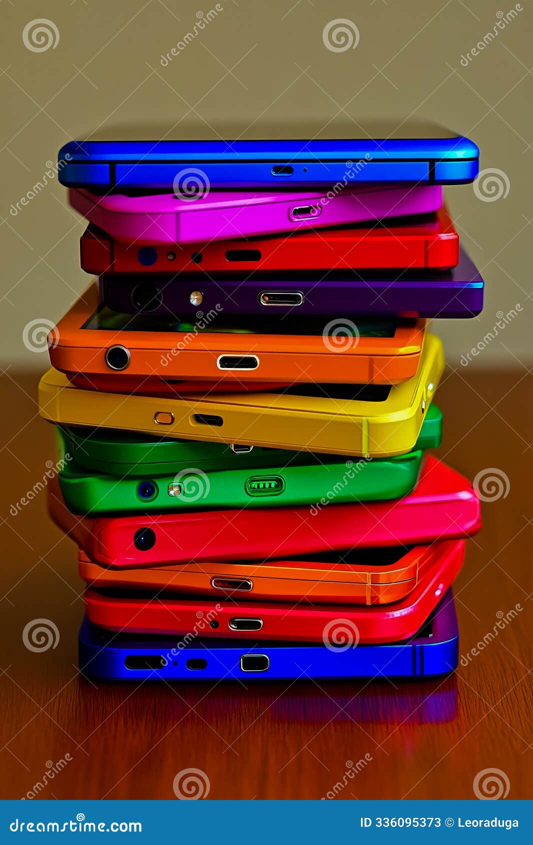 A Stack of Different Cell Phones Stacked on Top of Each Other, Each ...