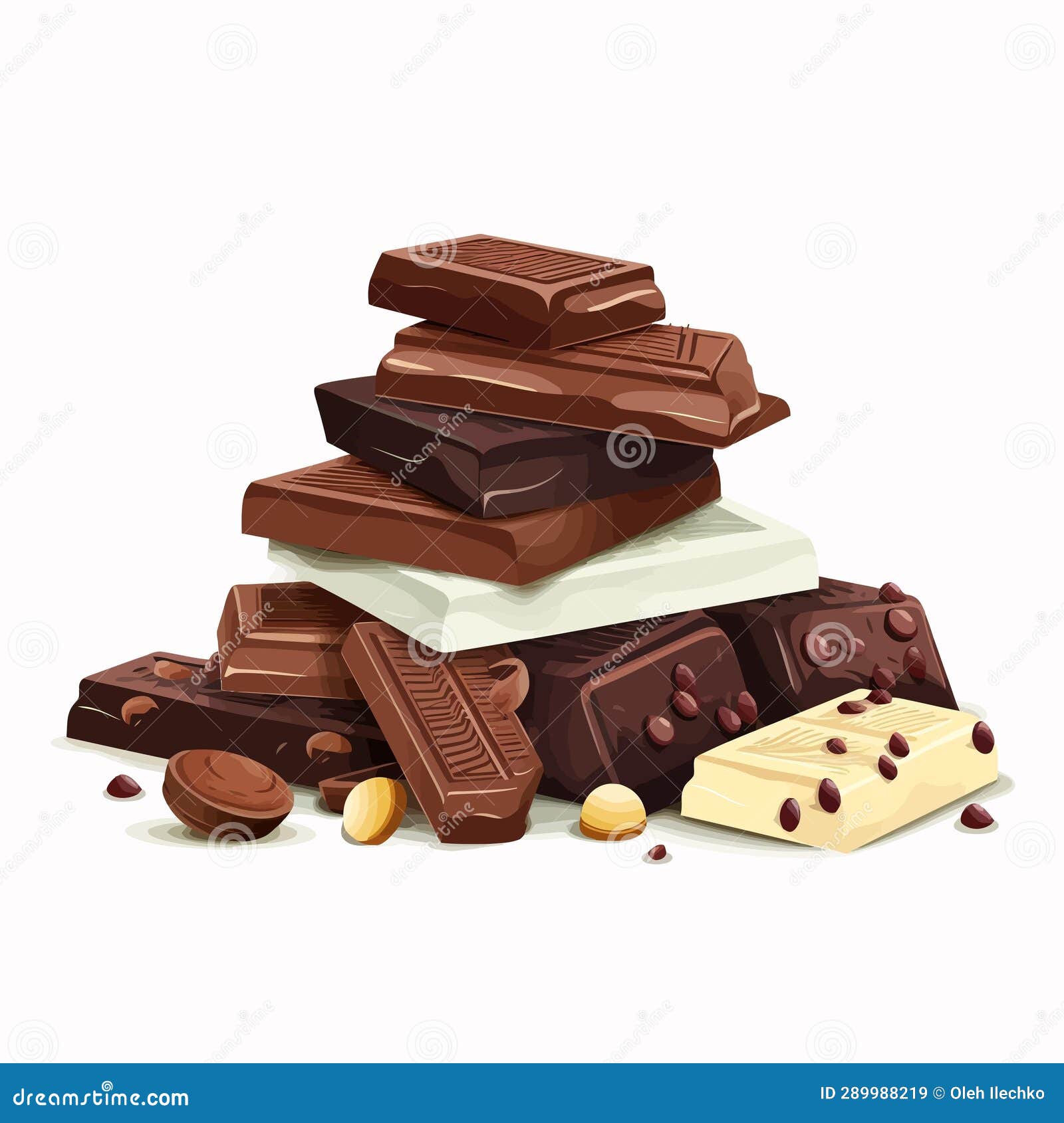 Stack of Different Chocolate Vector Flat Isolated Illustration Stock ...
