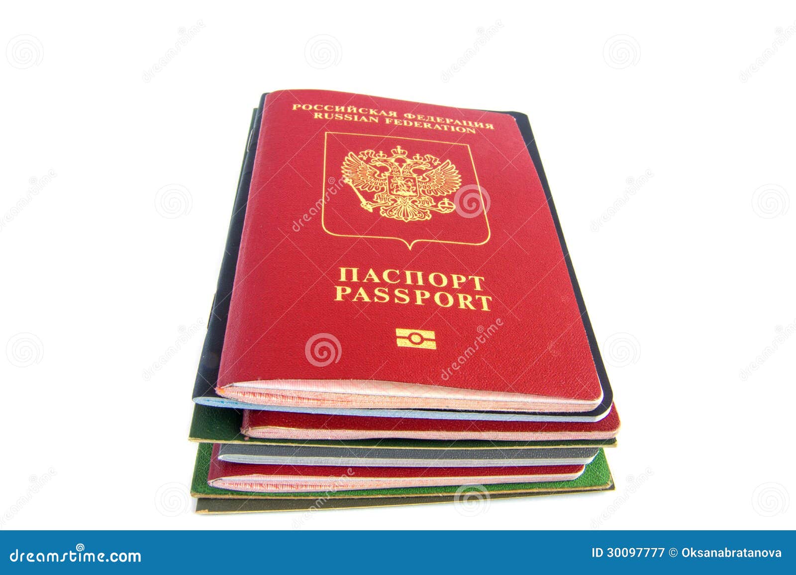 Stack of Documents with Passport Stock Image - Image of registration ...