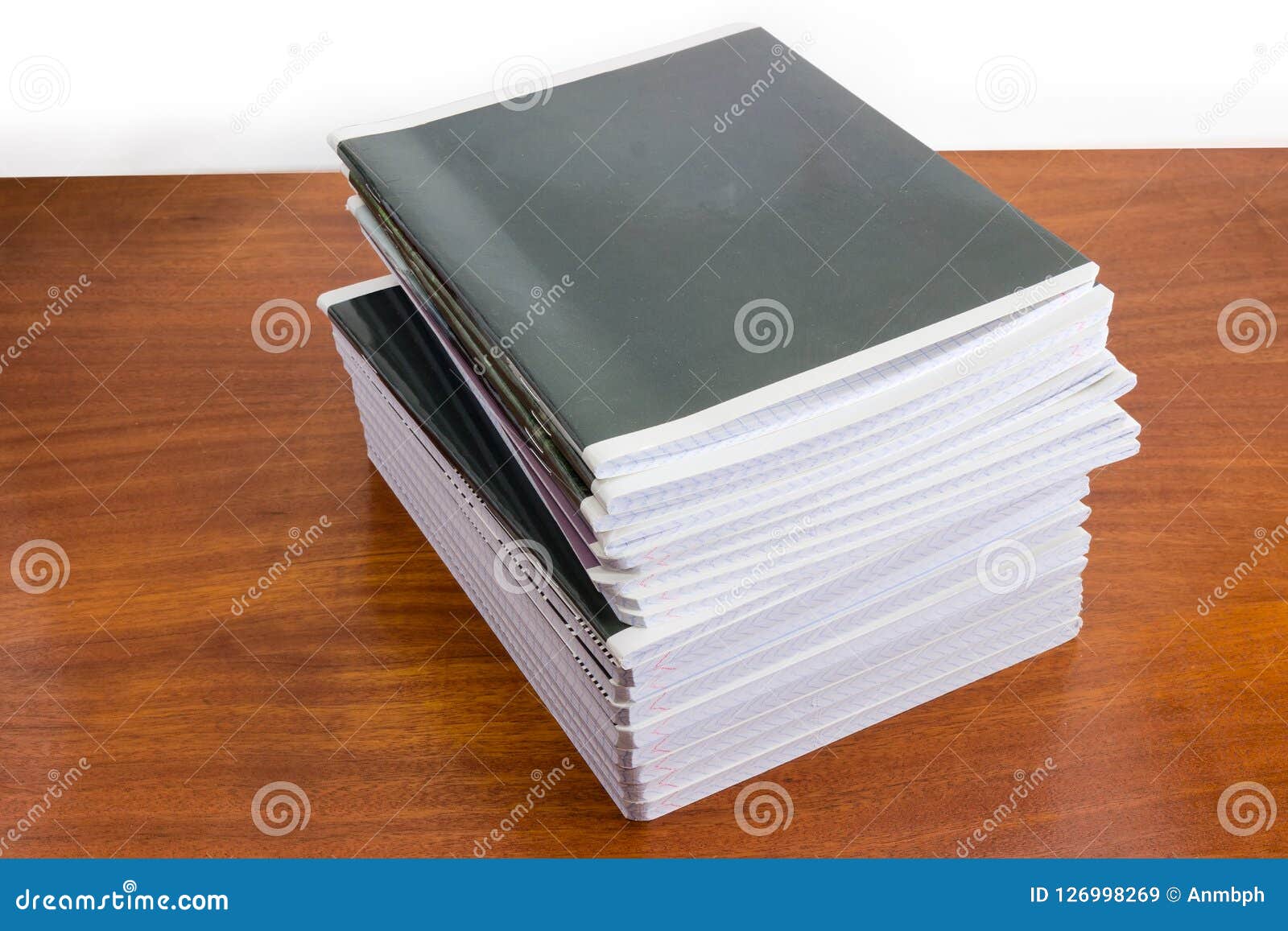 Stack of the Different Exercise Books on Wooden Table Stock Image ...