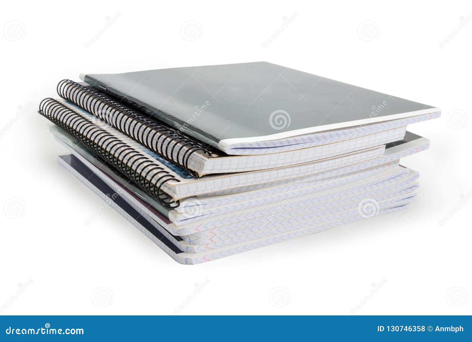 Stack of the Different Exercise Books on a White Background Stock Photo ...
