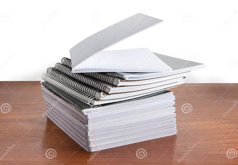 Stack of the Different Exercise Books on Wooden Table Stock Photo ...