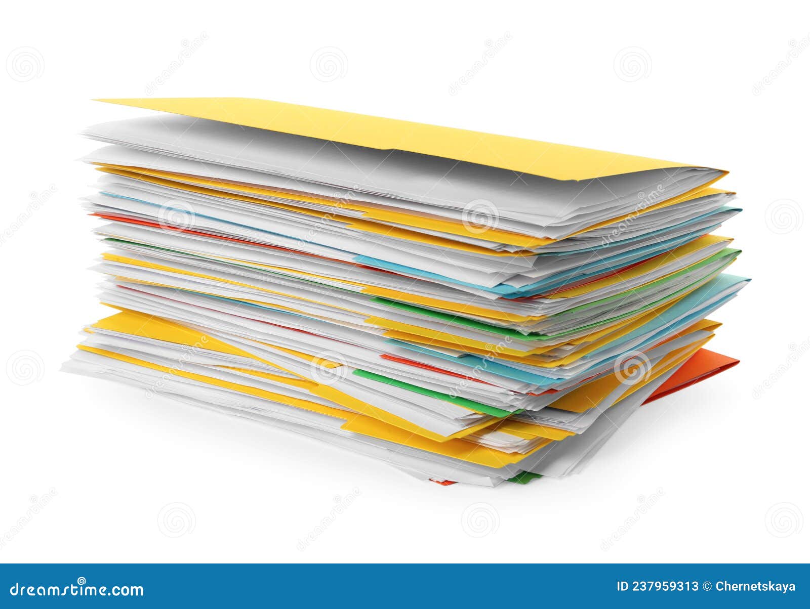 Stack of Different Files with Documents on White Background Stock Image ...