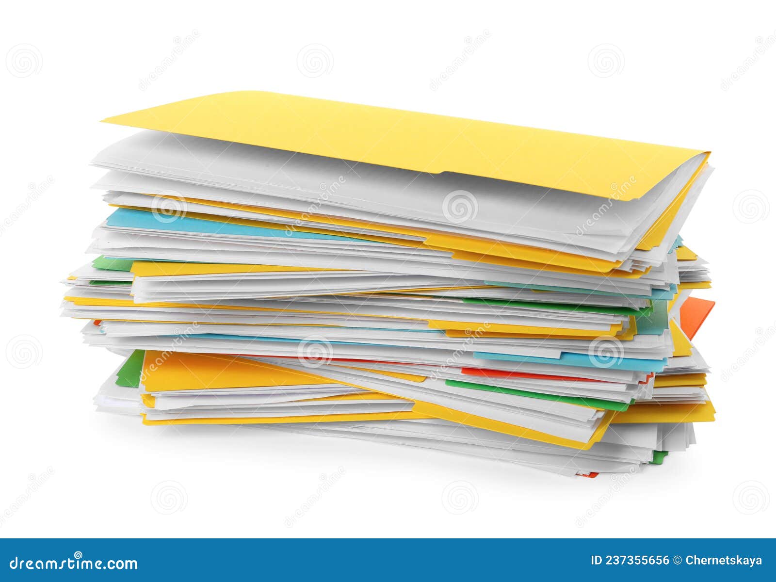 Stack of Different Files with Documents on White Background Stock Photo ...