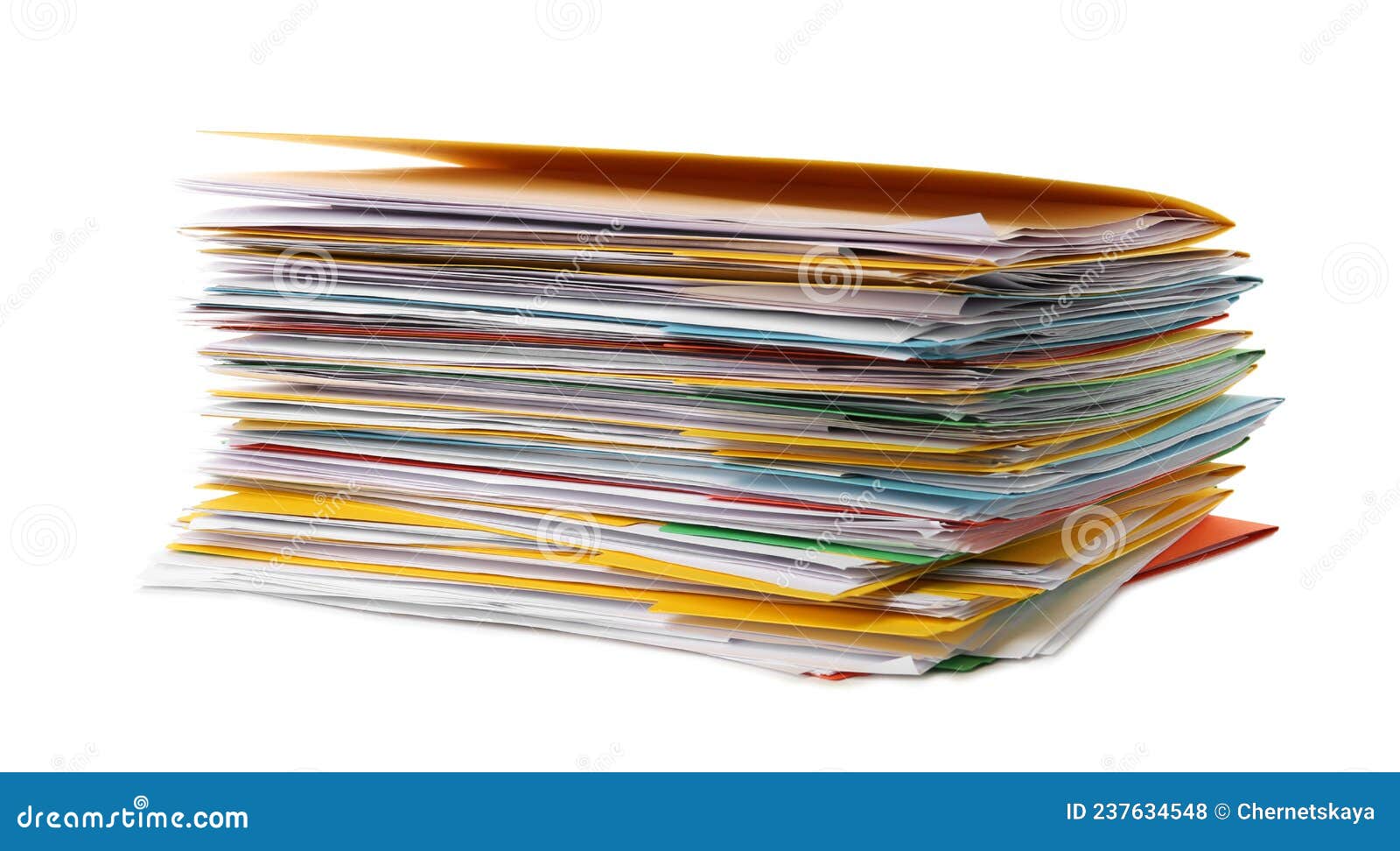 Stack of Different Files with Documents on White Background Stock Photo ...